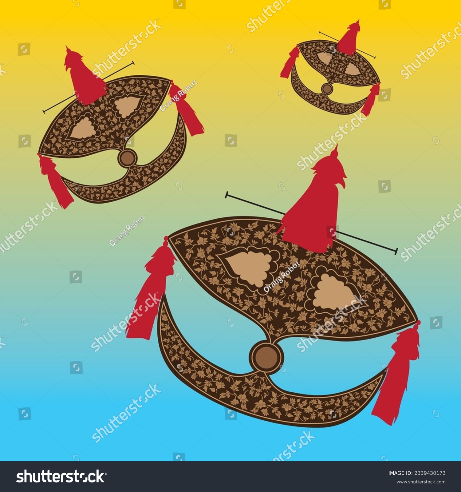 Vector of Malaysian kite known as Wau Bulan with - Royalty Free Stock ...