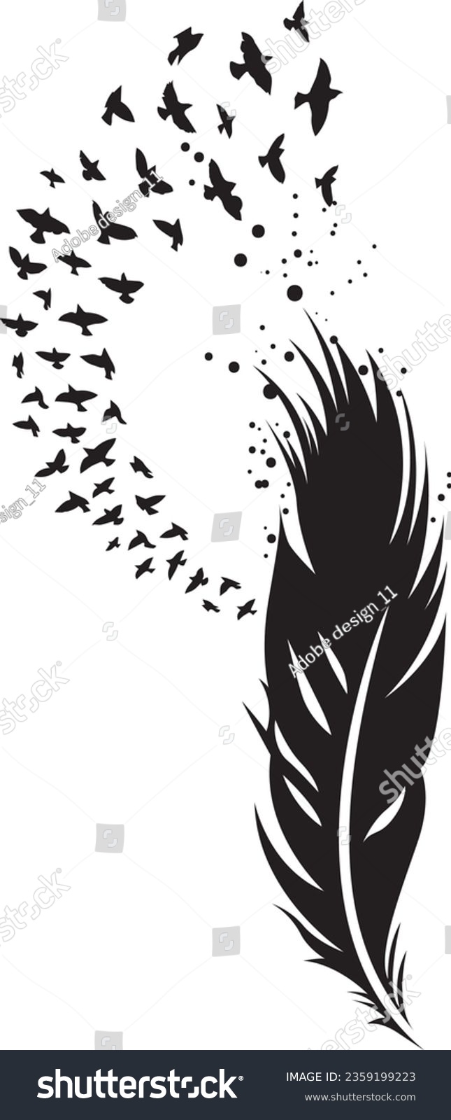 Feather With Birds Clipart Feathers Svg Royalty Free Stock Vector 2359199223
