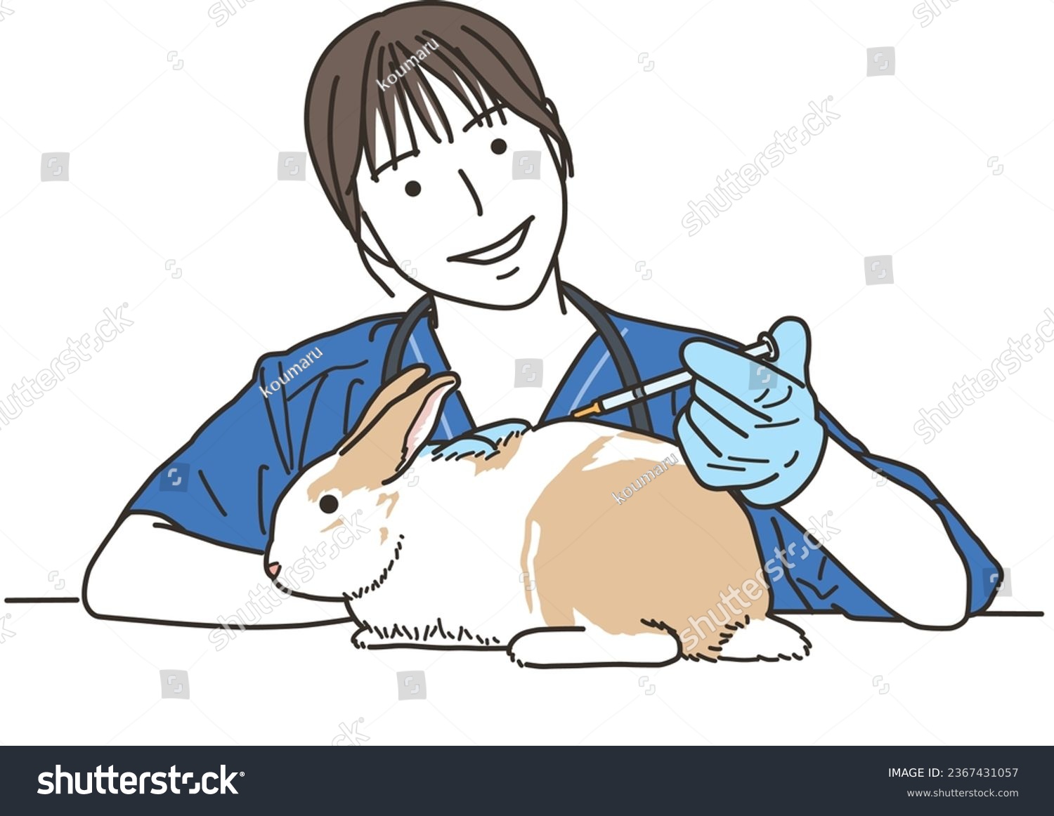 Female veterinarian giving injection to rabbit - Royalty Free Stock ...