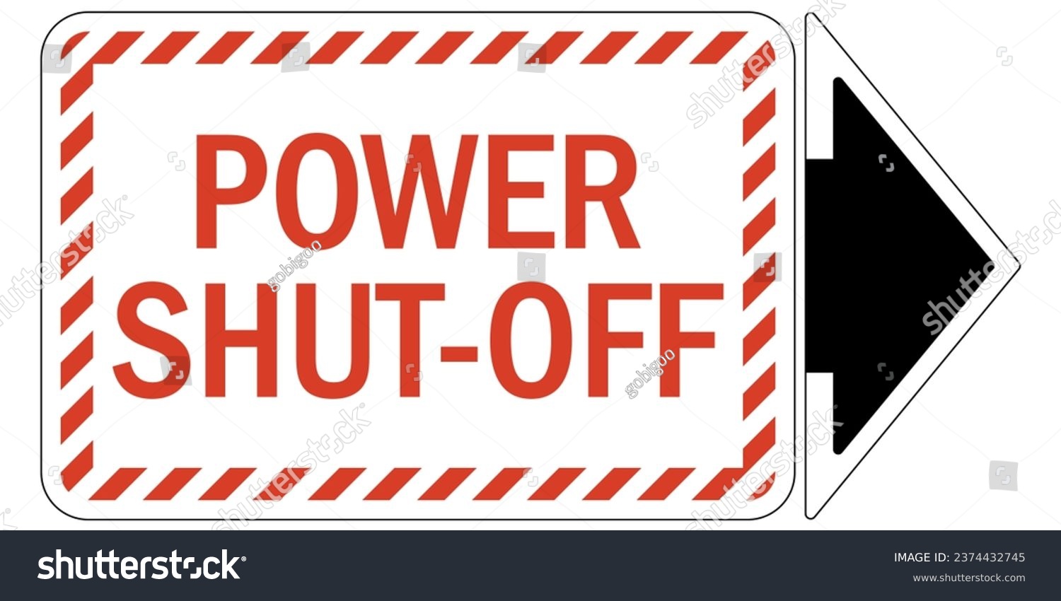 Shut Off Warning Sign And Labels Royalty Free Stock Vector 2374432745