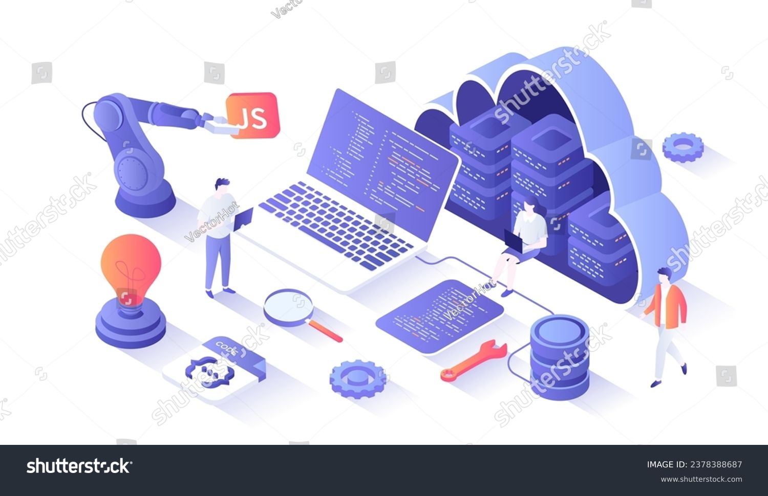 Back End Development Coding Software Royalty Free Stock Vector 2378388687