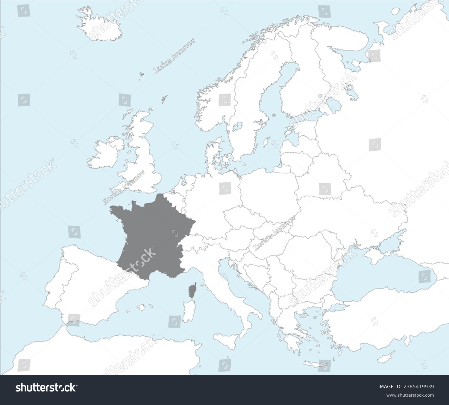 Gray CMYK national map of FRANCE inside detailed - Royalty Free Stock ...