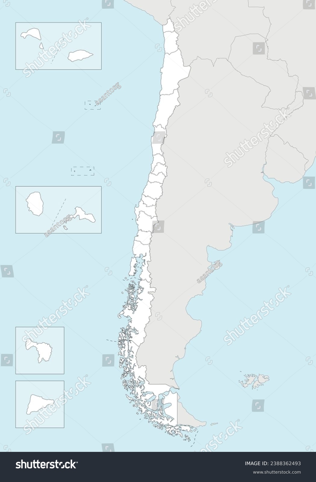 Vector blank map of Chile with regions and - Royalty Free Stock Vector ...