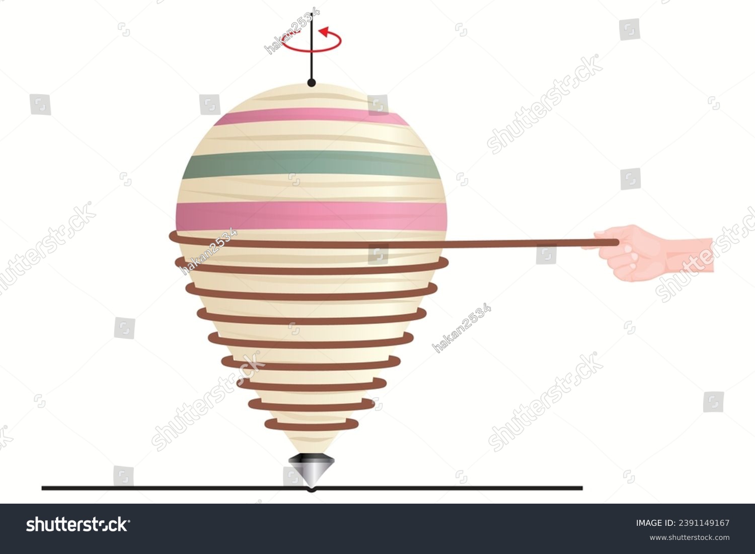 Spinning wood. Pulling the rope. Torque applied - Royalty Free Stock ...