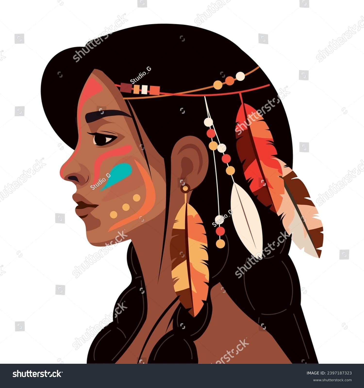 Native American Girl Character Illustration Royalty Free Stock Vector 2397187323