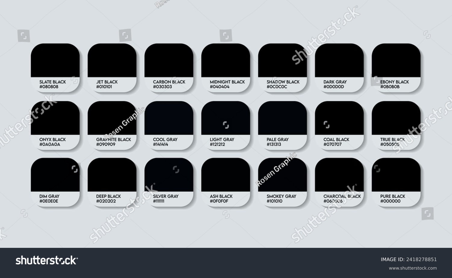 Black Color Guide Palette with Color Names. - Royalty Free Stock Vector ...