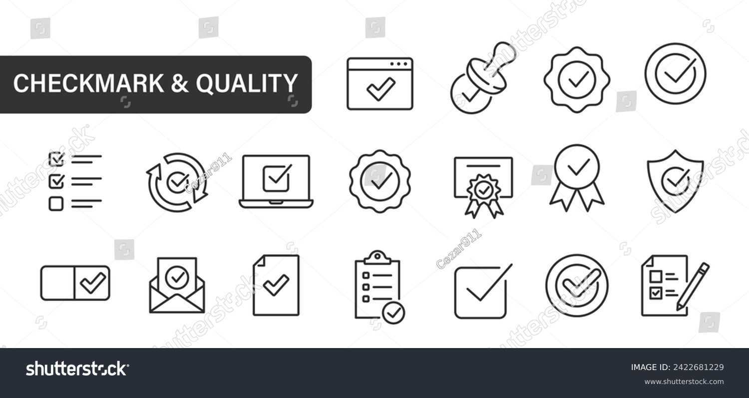 Quality Control Icons Set Checkmark And Quality Royalty Free Stock
