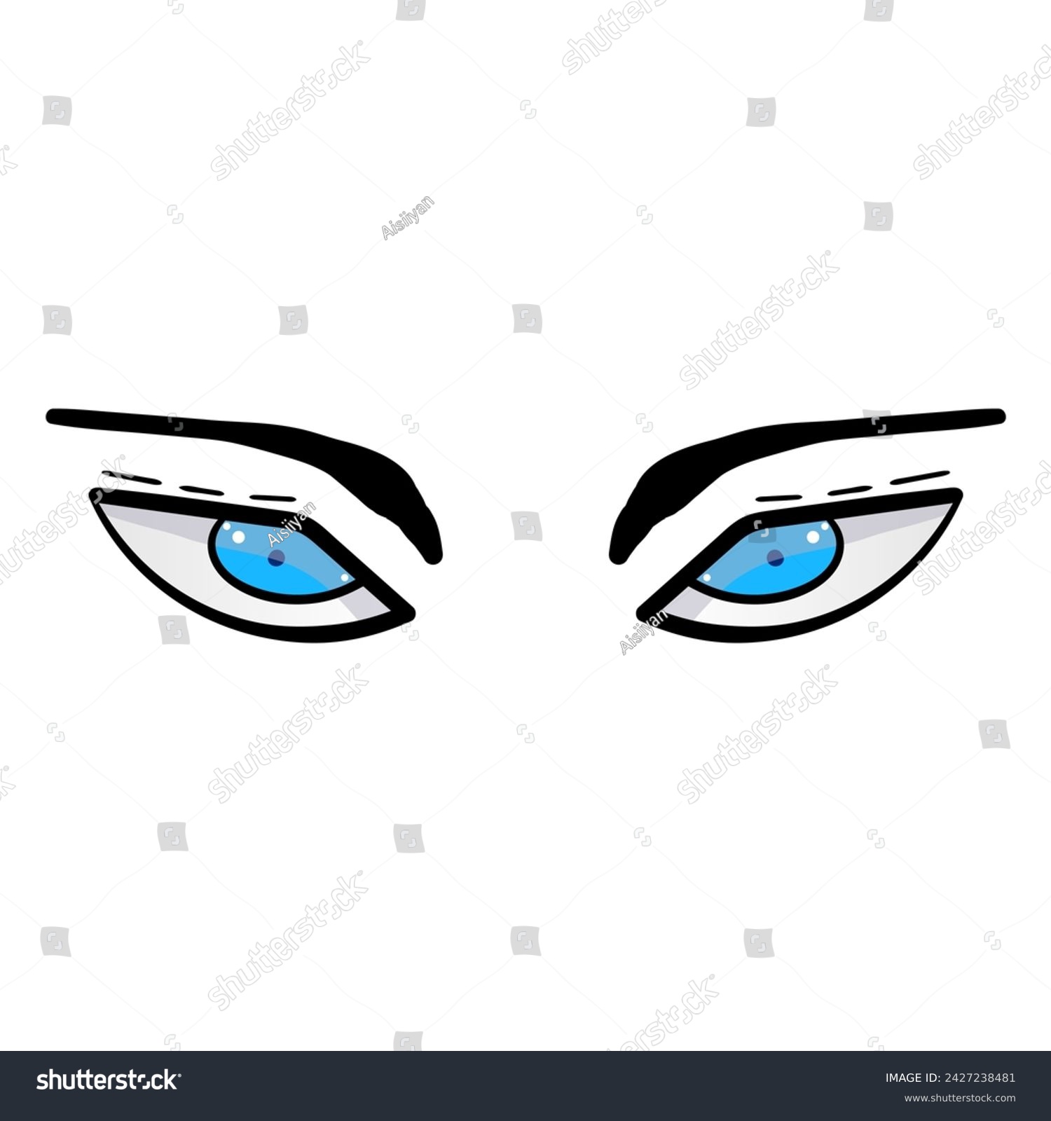 Female Blue Eyes Comic Isolated On White Royalty Free Stock Vector 2427238481