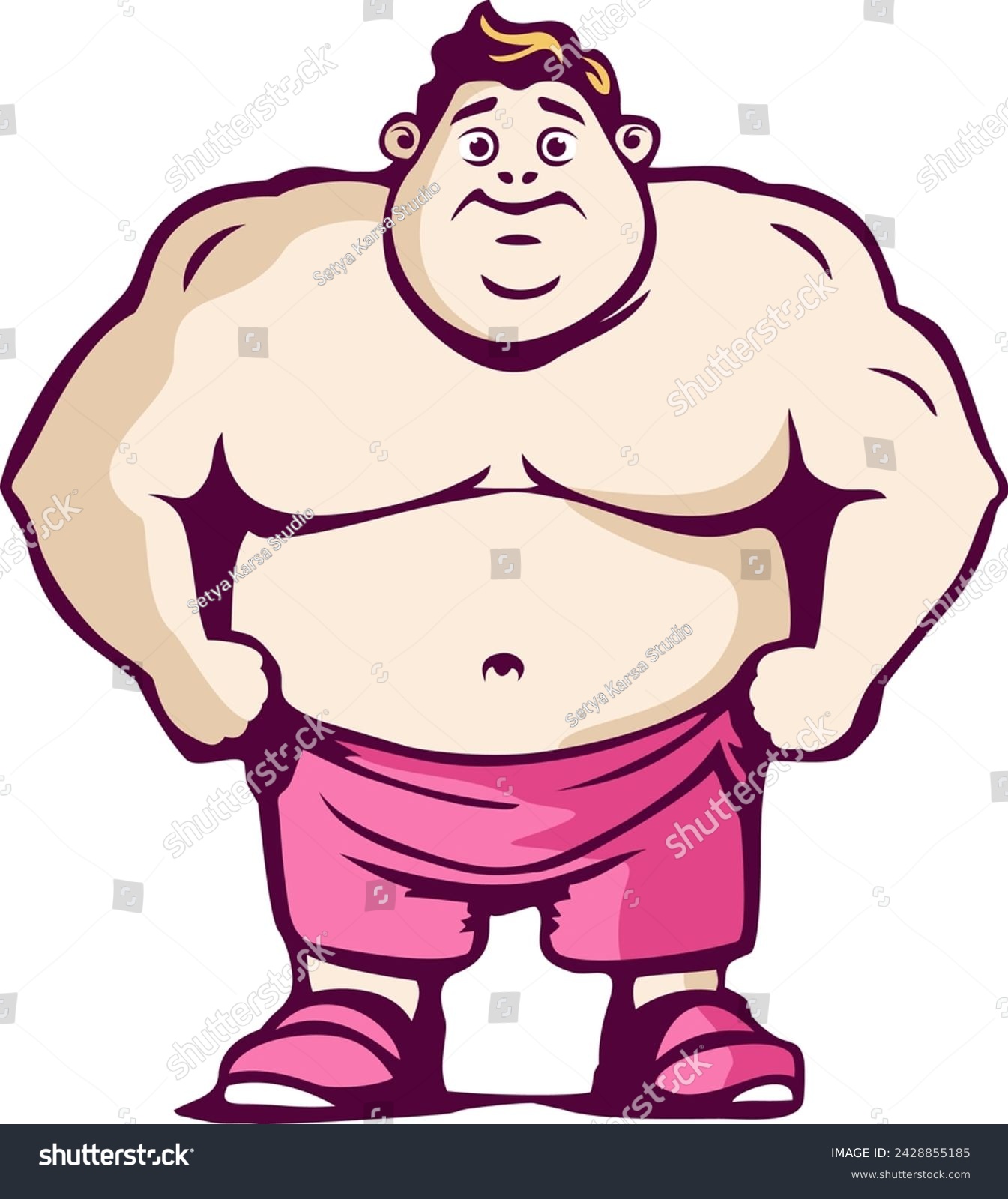 A Funny Fat Man Illustration Portrays A Plump Royalty Free Stock