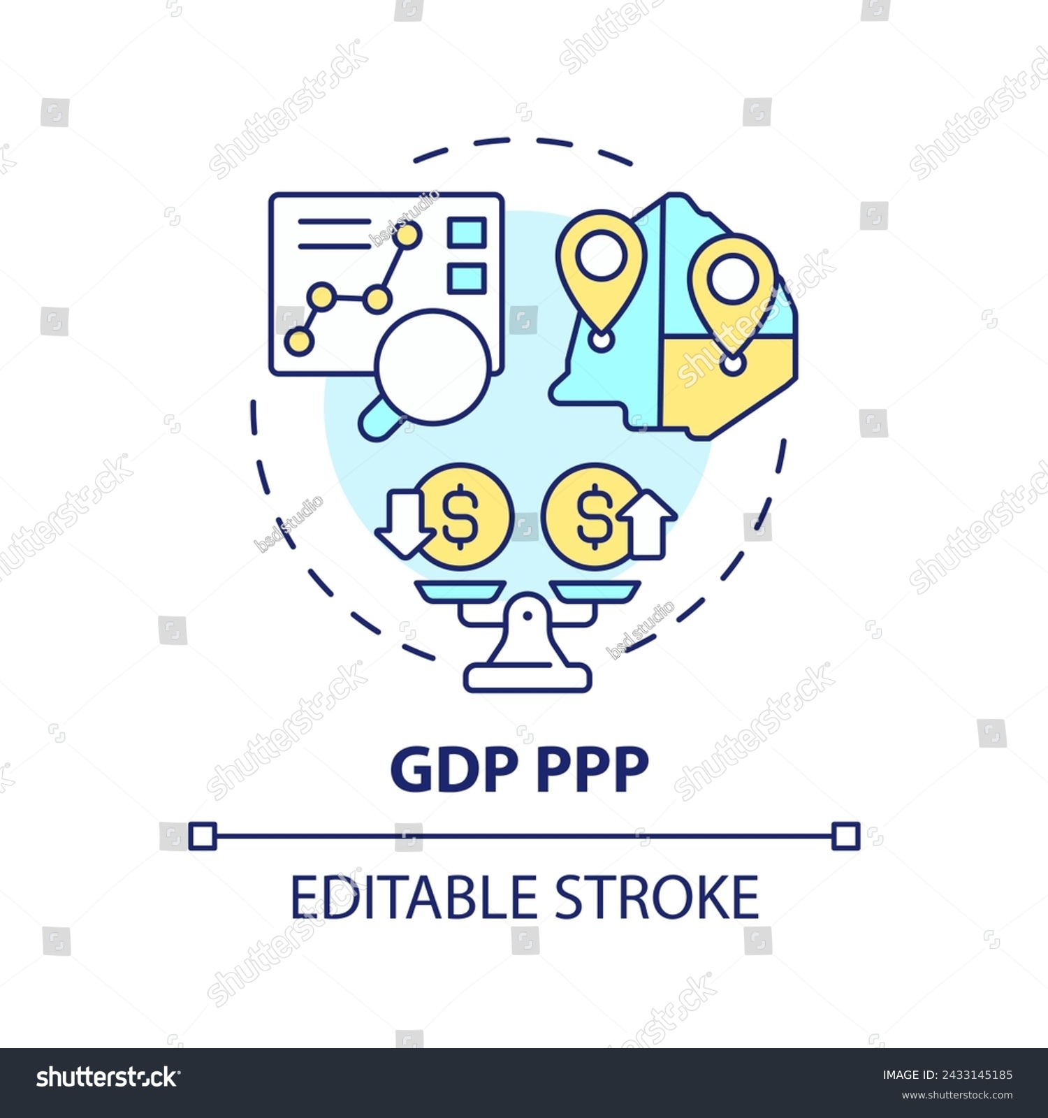 Gdp ppp multi color concept icon. Purchasing - Royalty Free Stock ...