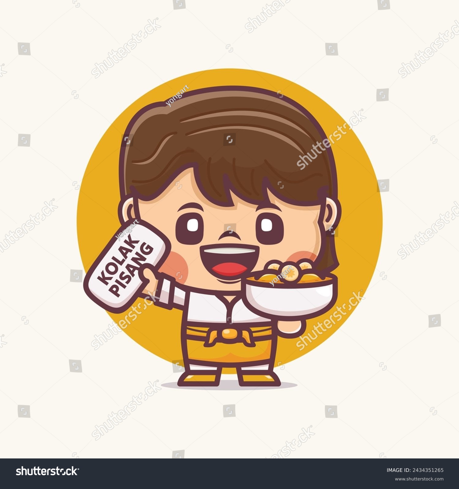 Cute Cartoon Woman With Kolak Pisang Indonesian Royalty Free Stock Vector 2434351265
