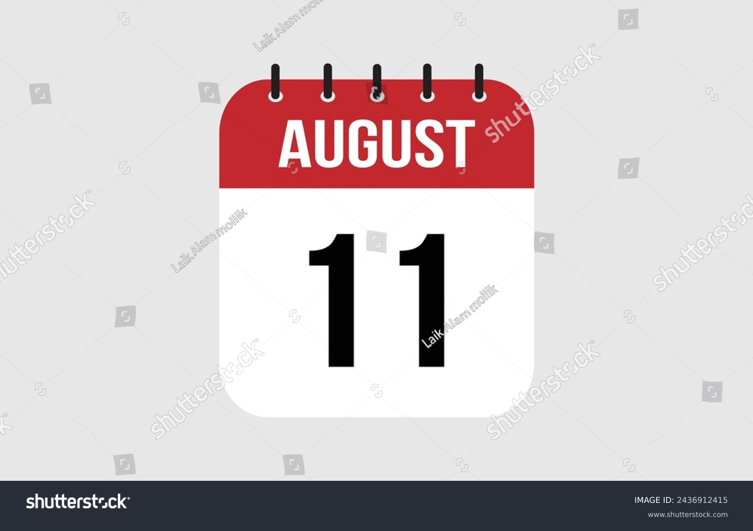 11 August Calendar. August Calendar Vector - Royalty Free Stock Vector ...
