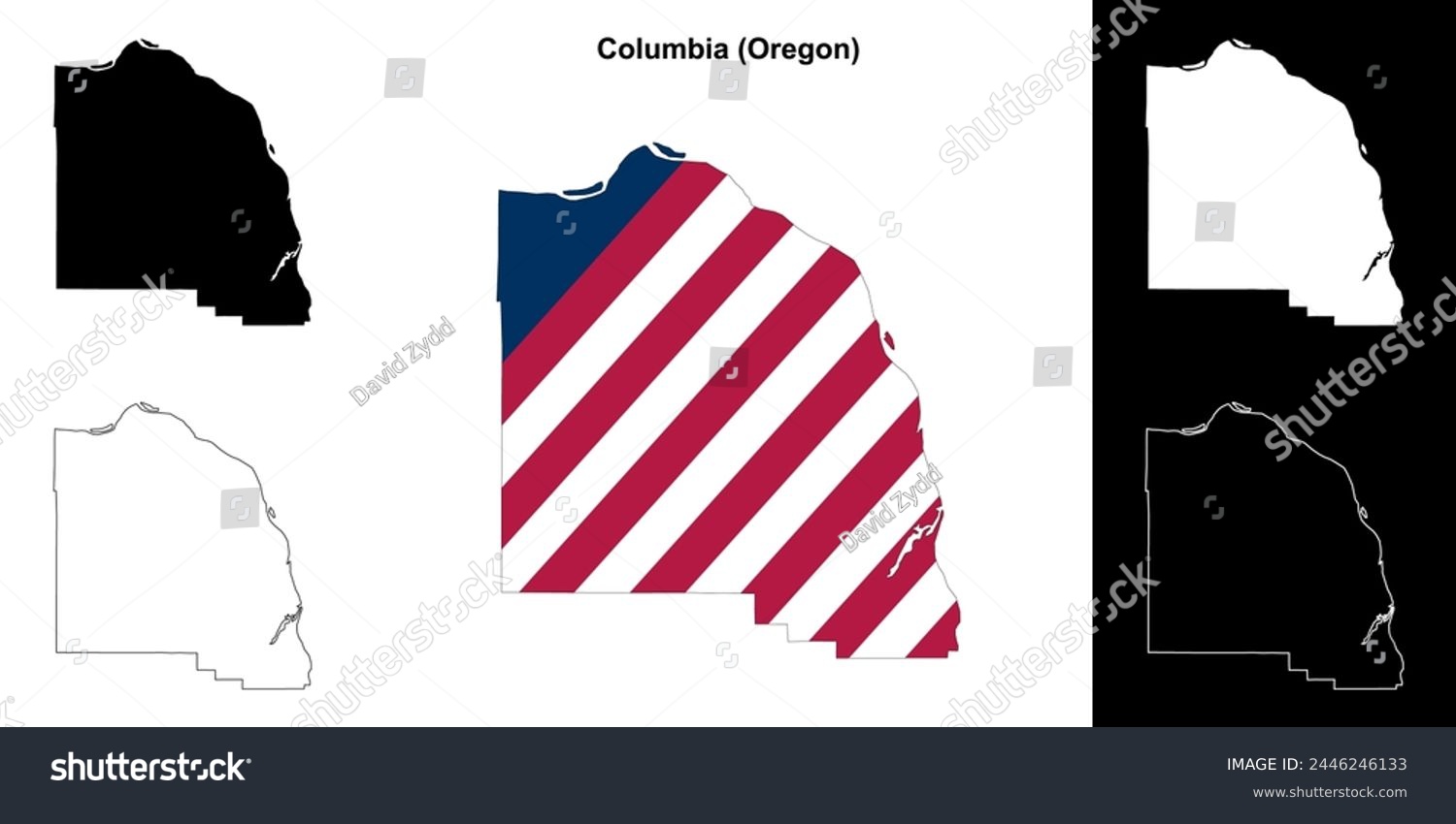 Columbia County (Oregon) outline map set - Royalty Free Stock Vector ...