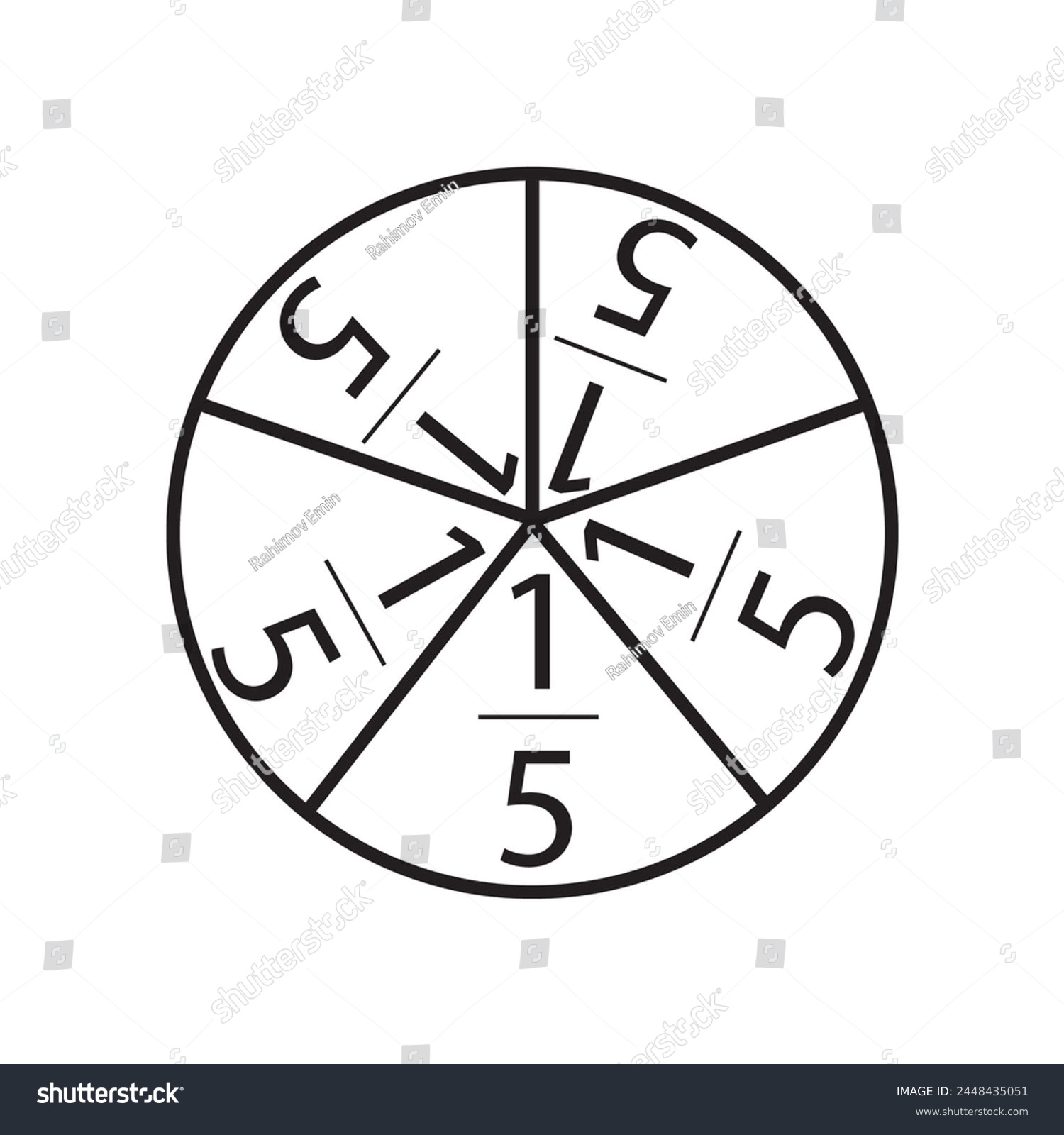 Fraction one fifth in a circle sign. The circle - Royalty Free Stock ...