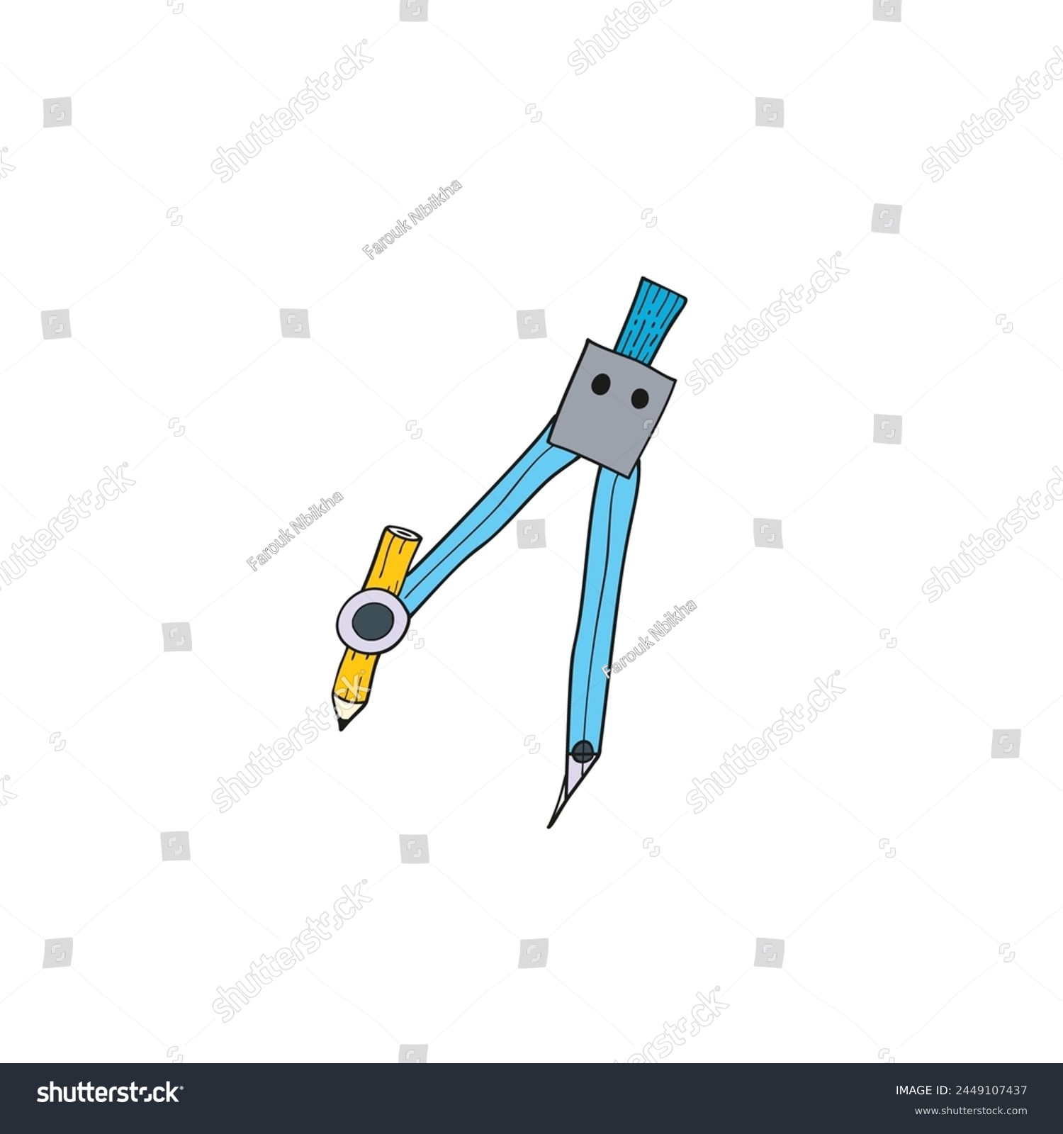 Math Compass Clipart Mathematical Tool Line Art Royalty Free Stock Vector 2449107437