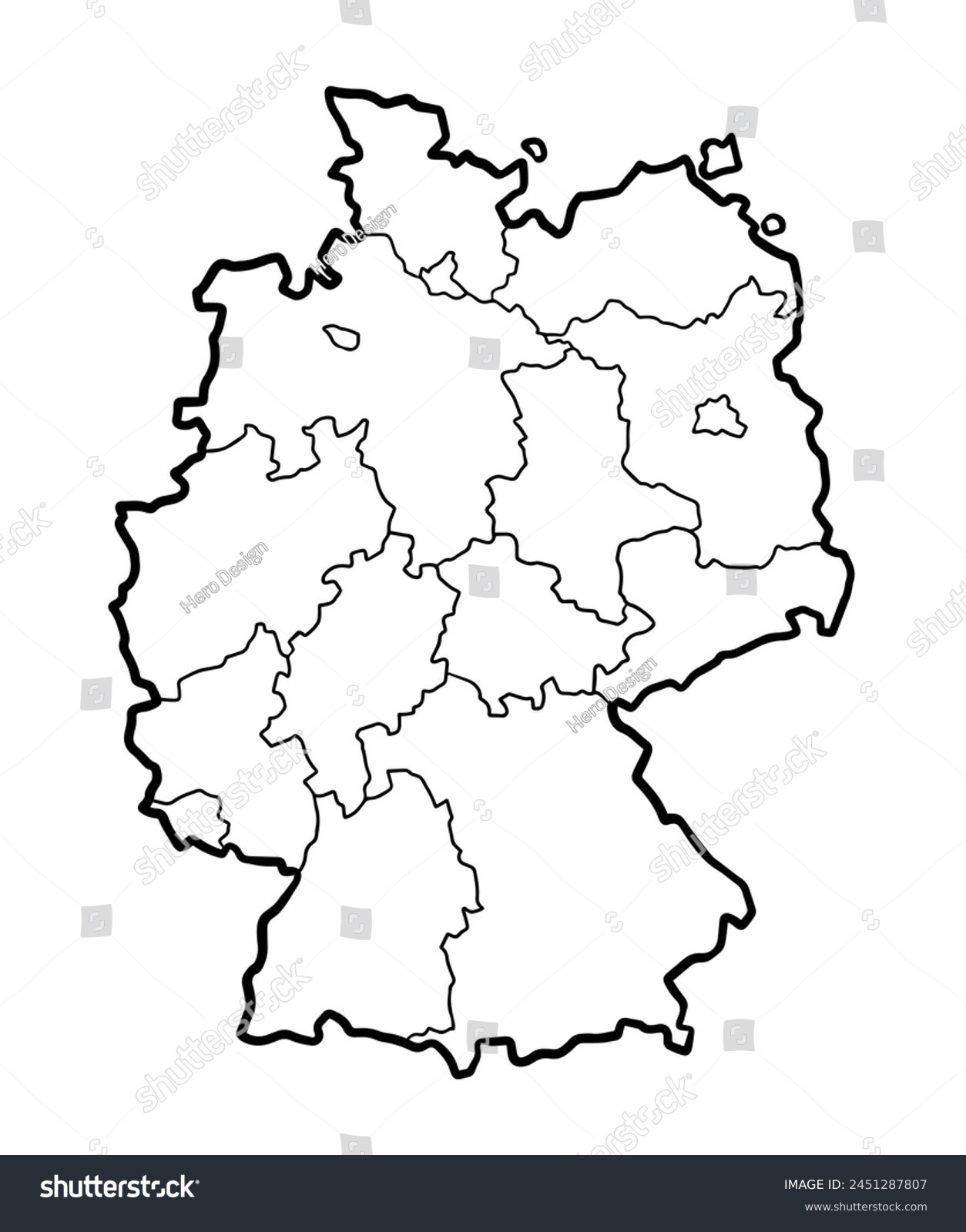 German map with border. Hand drawn illustration. - Royalty Free Stock ...