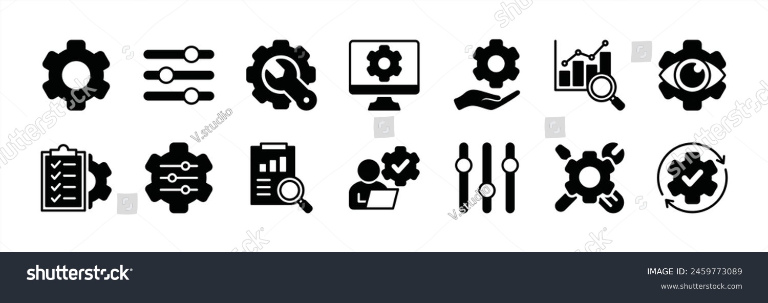 Gear Settings Control Panel Icon Set Containing Royalty Free Stock Vector 2459773089