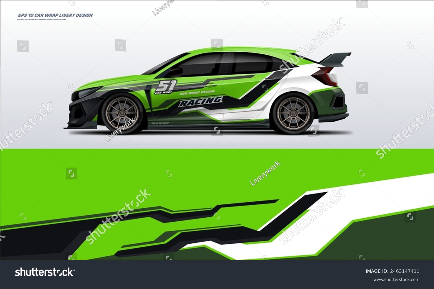 Racing Car Wrap Livery Design Vector File Eps 10 Royalty Free Stock Vector 2463147411