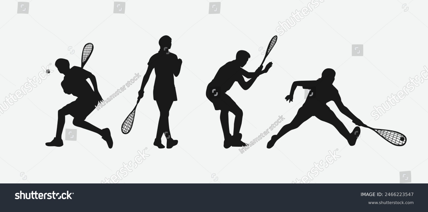 Squash player silhouettes set. Male and female - Royalty Free Stock ...