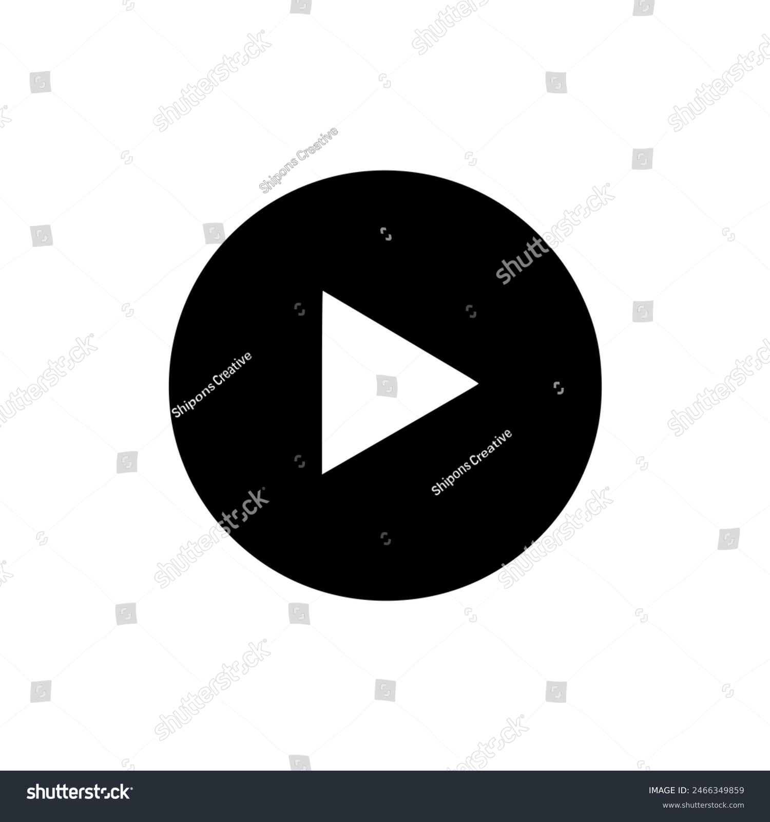 Play button icon. Black Play button icon on - Royalty Free Stock Vector ...