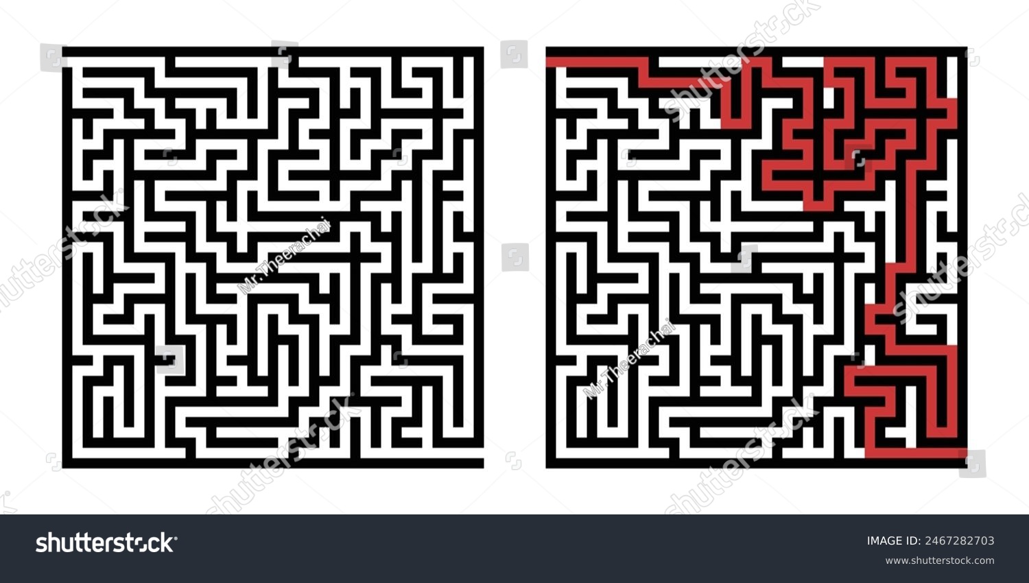 Labyrinth Game Way Square Maze Simple Logic Royalty Free Stock Vector 2467282703