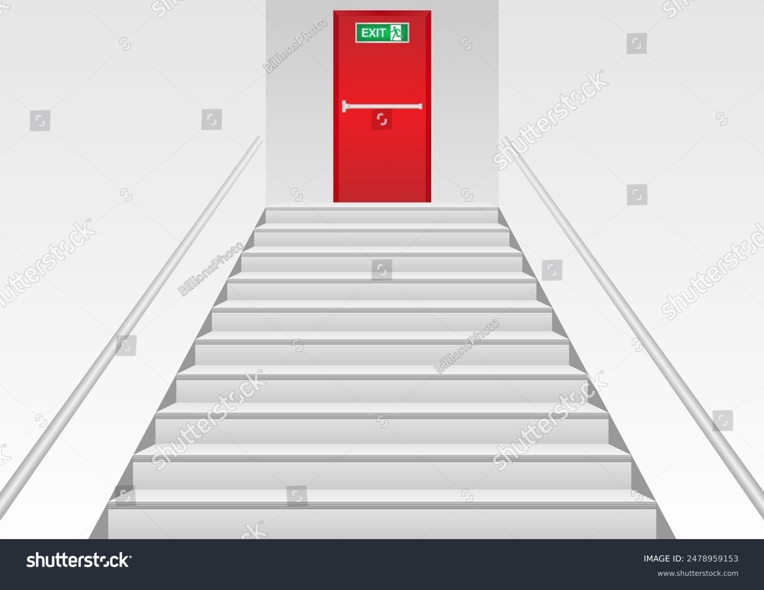 Emergency Exit Stair. Fire Exit Stair. Vector - Royalty Free Stock ...
