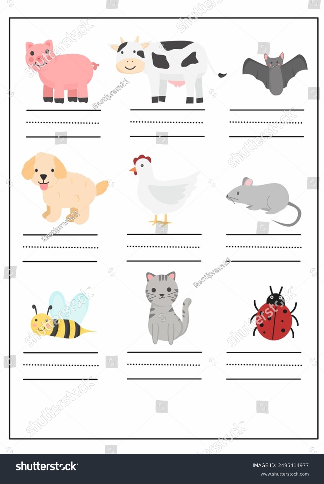 Cvc words worksheet for kindergarten, cvc write - Royalty Free Stock ...