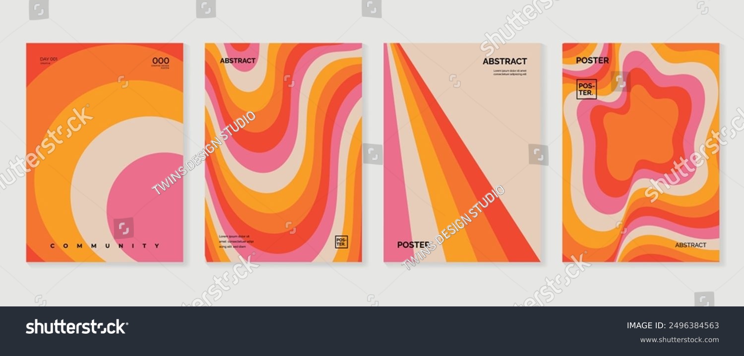 Collection of 70s poster background vector. Set - Royalty Free Stock ...