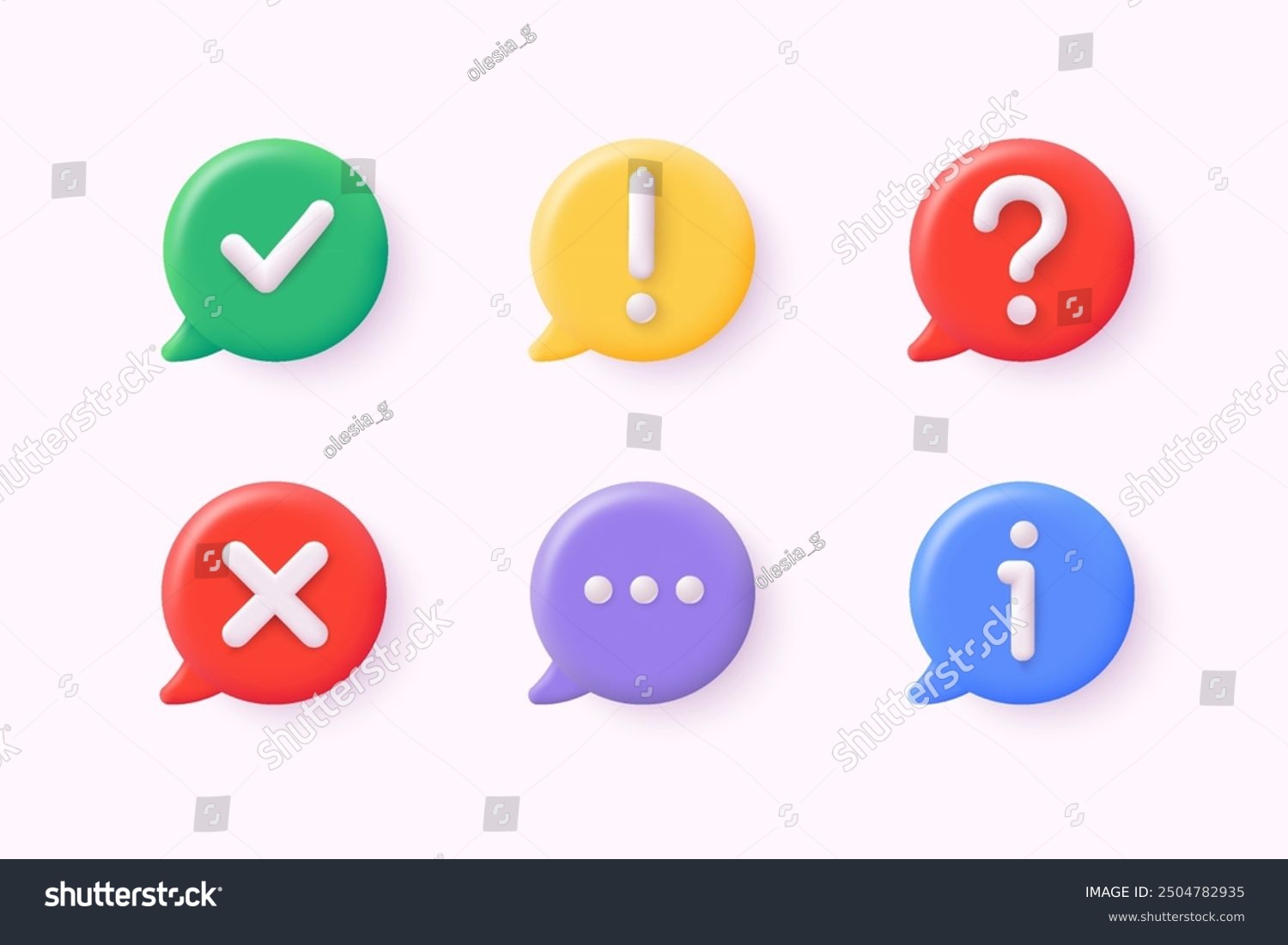 3d icon set of check mark, information icon, - Royalty Free Stock ...
