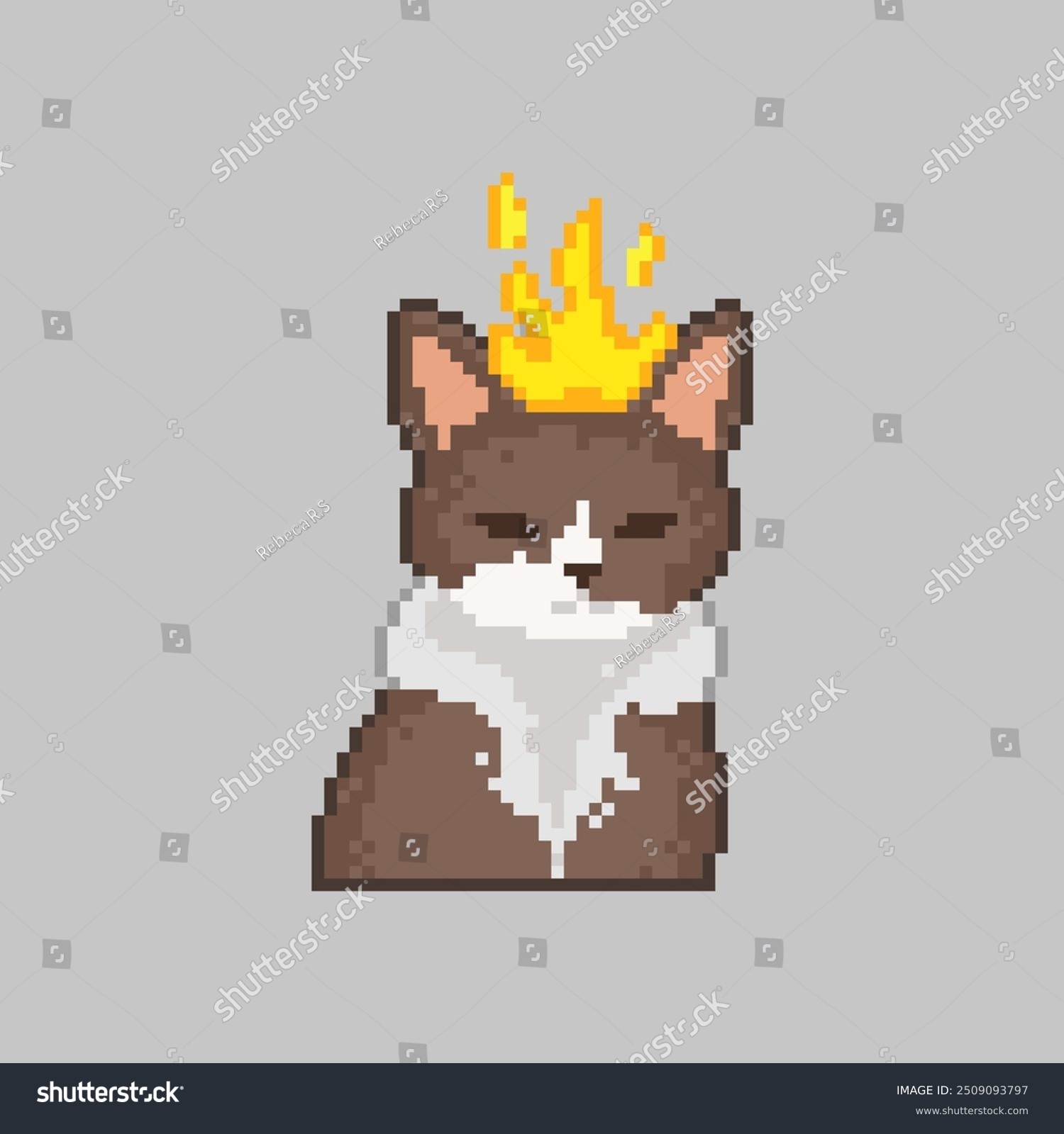 Cat with head on fire, pixel art meme - Royalty Free Stock Vector ...
