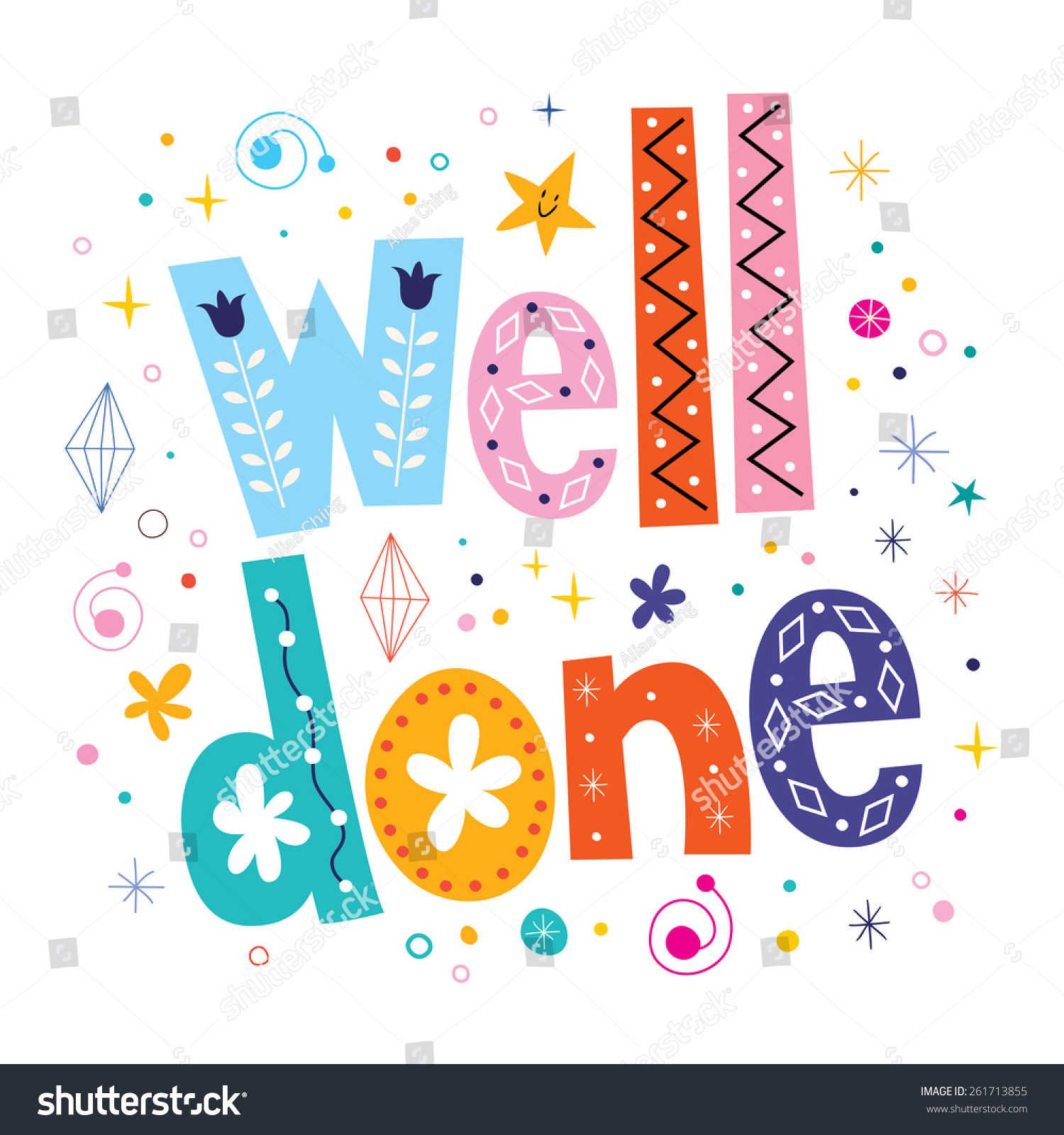 well done decorative lettering text - Royalty Free Stock Vector ...