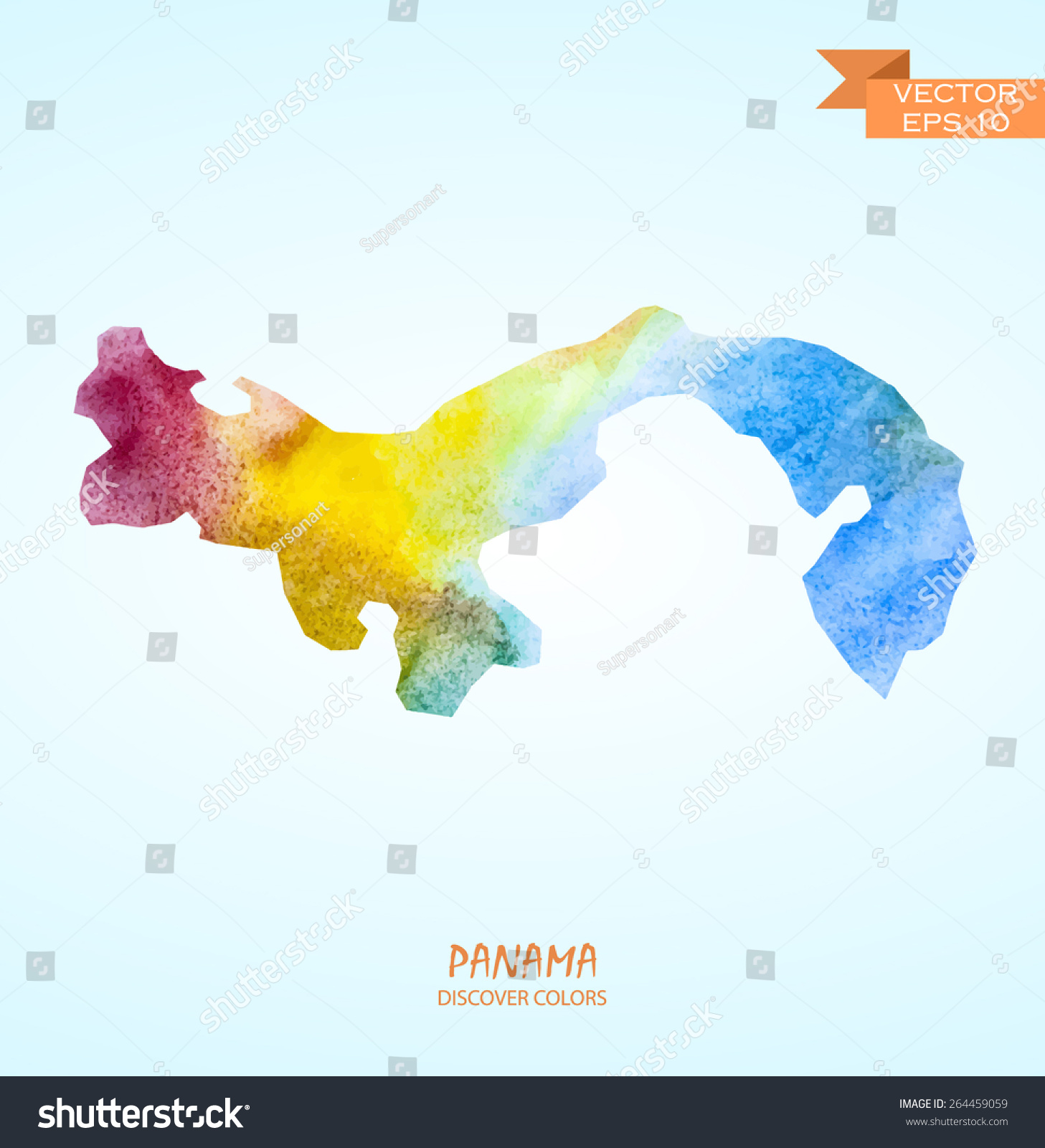 hand drawn watercolor map of Panama isolated. - Royalty Free Stock ...
