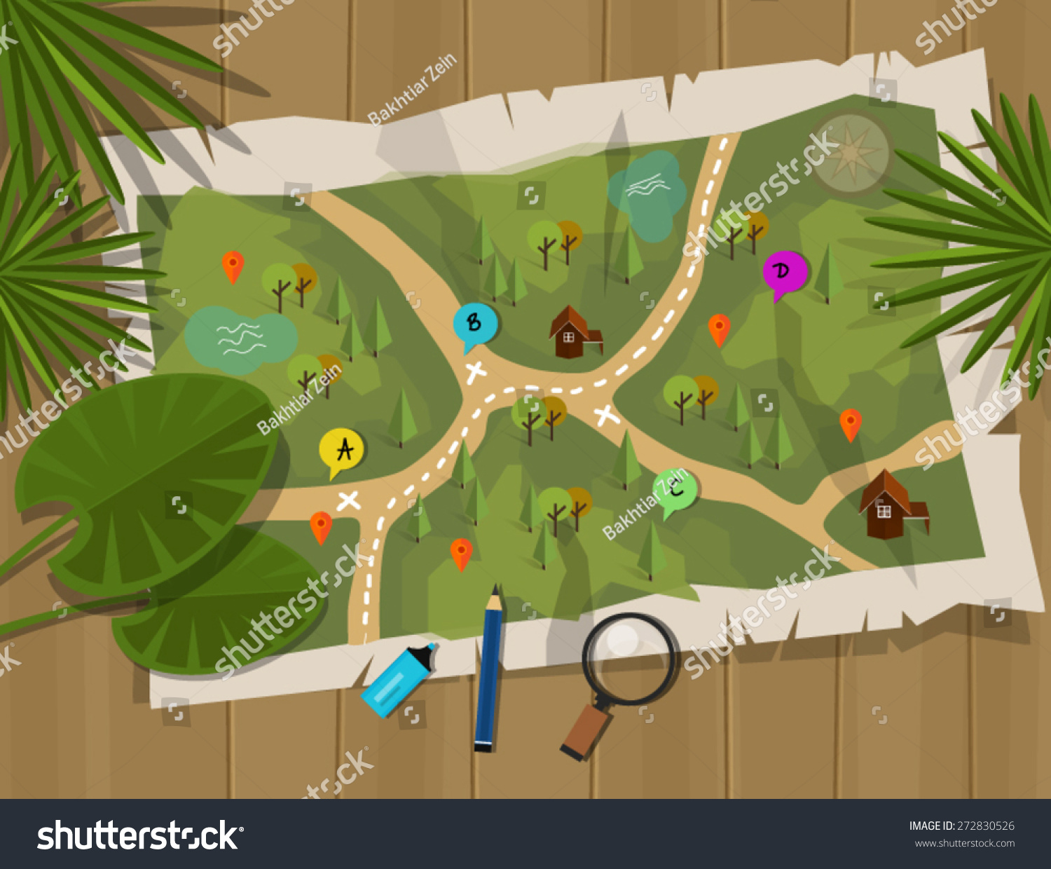 jungle map - Royalty Free Stock Vector 272830526 - Avopix.com