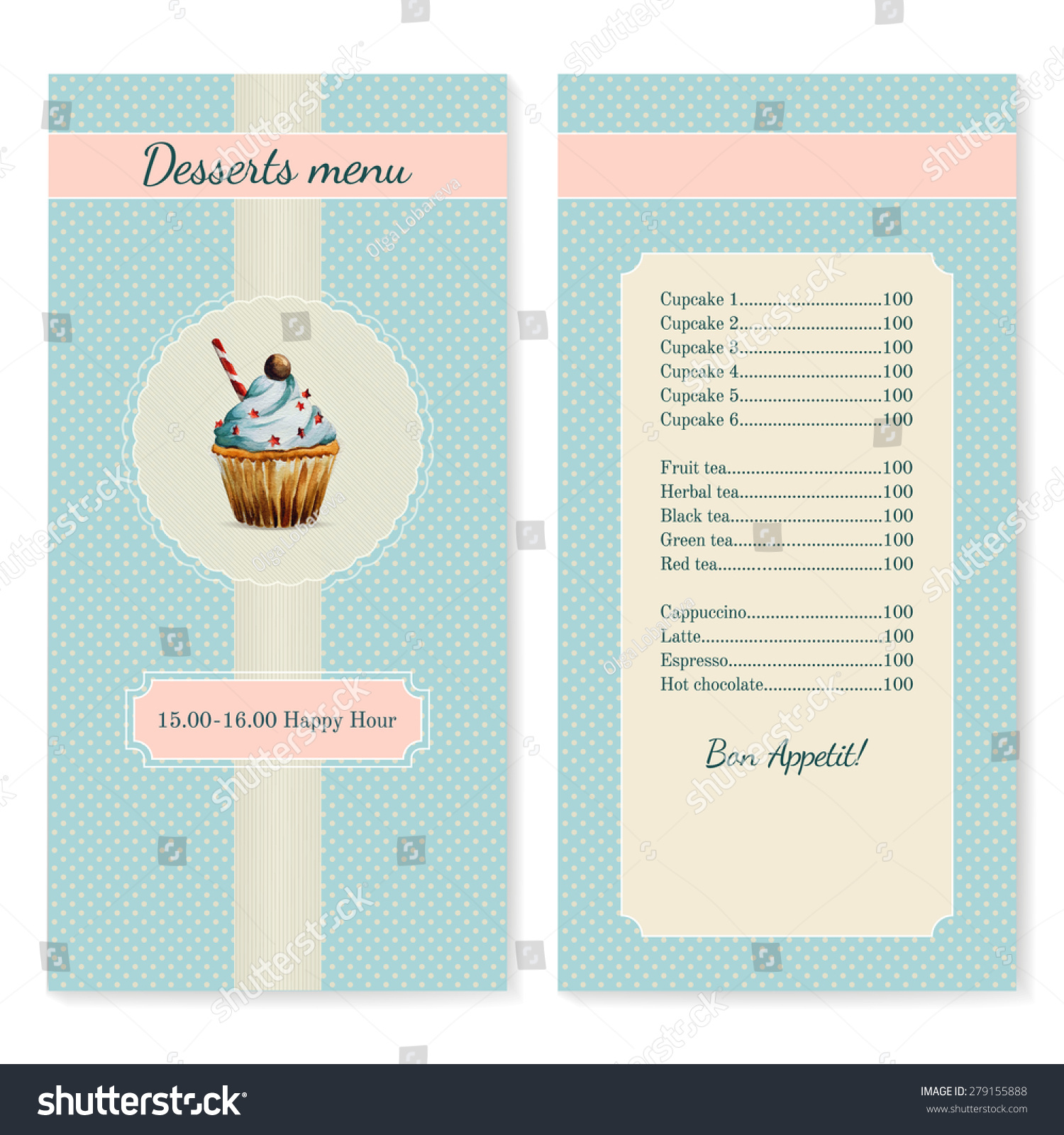 Confectionery menu template with watercolor - Royalty Free Stock Vector ...
