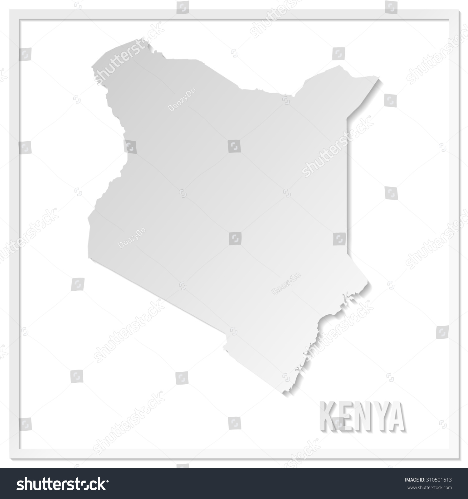 Cut out paper vector map of Kenya. Papercut - Royalty Free Stock Vector ...