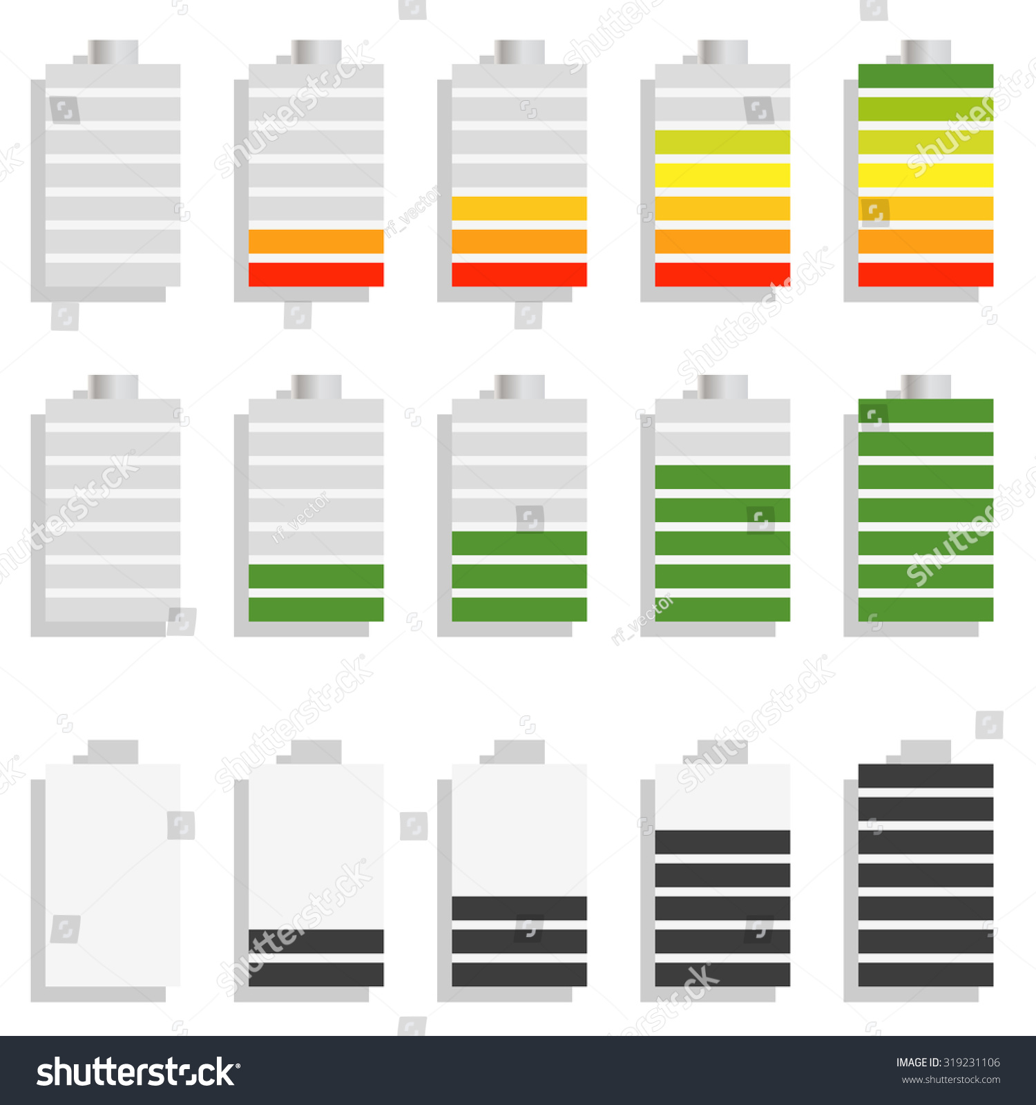 Battery strength / level indicators. Energy - Royalty Free Stock Vector ...