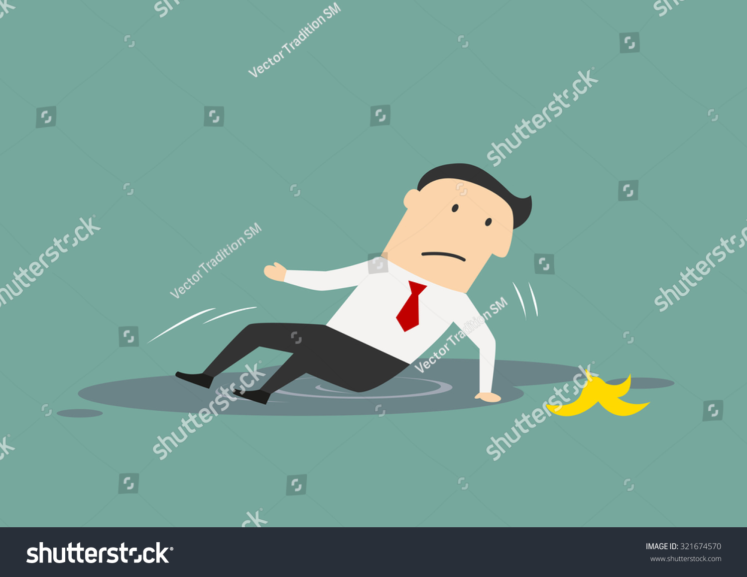 Businessman Slipped On A Banana Peel And Fell Royalty Free Stock