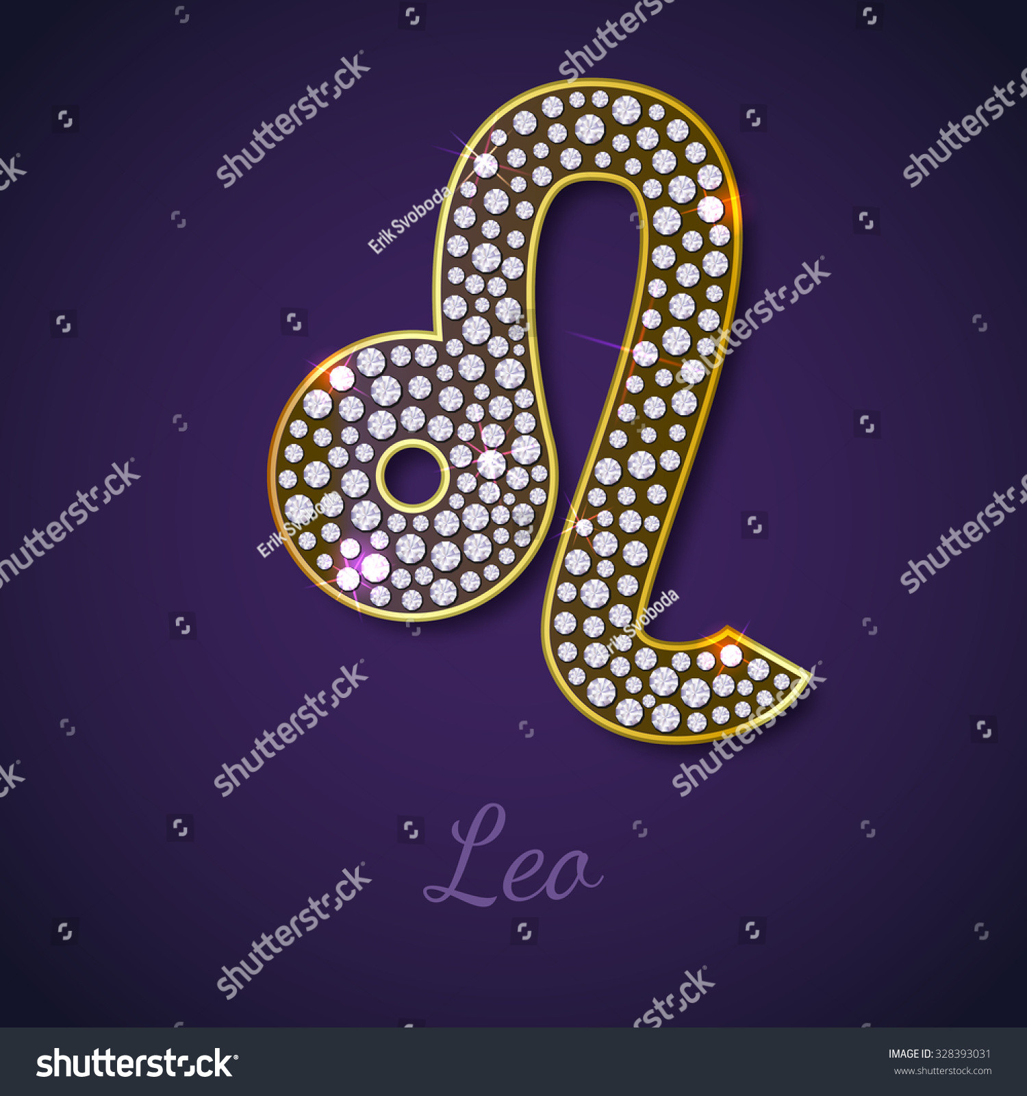 Golden Leo zodiac signs with diamonds, editable - Royalty Free Stock ...