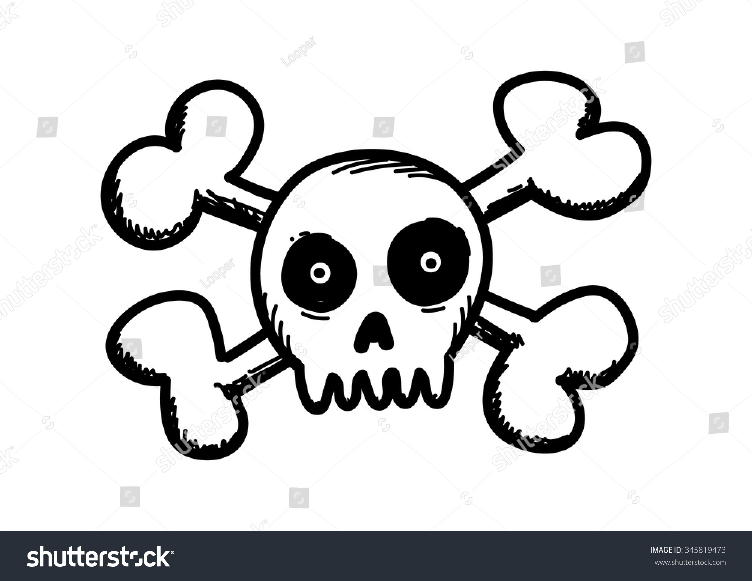 Cute Skull Doodle Royalty Free Stock Vector 345819473
