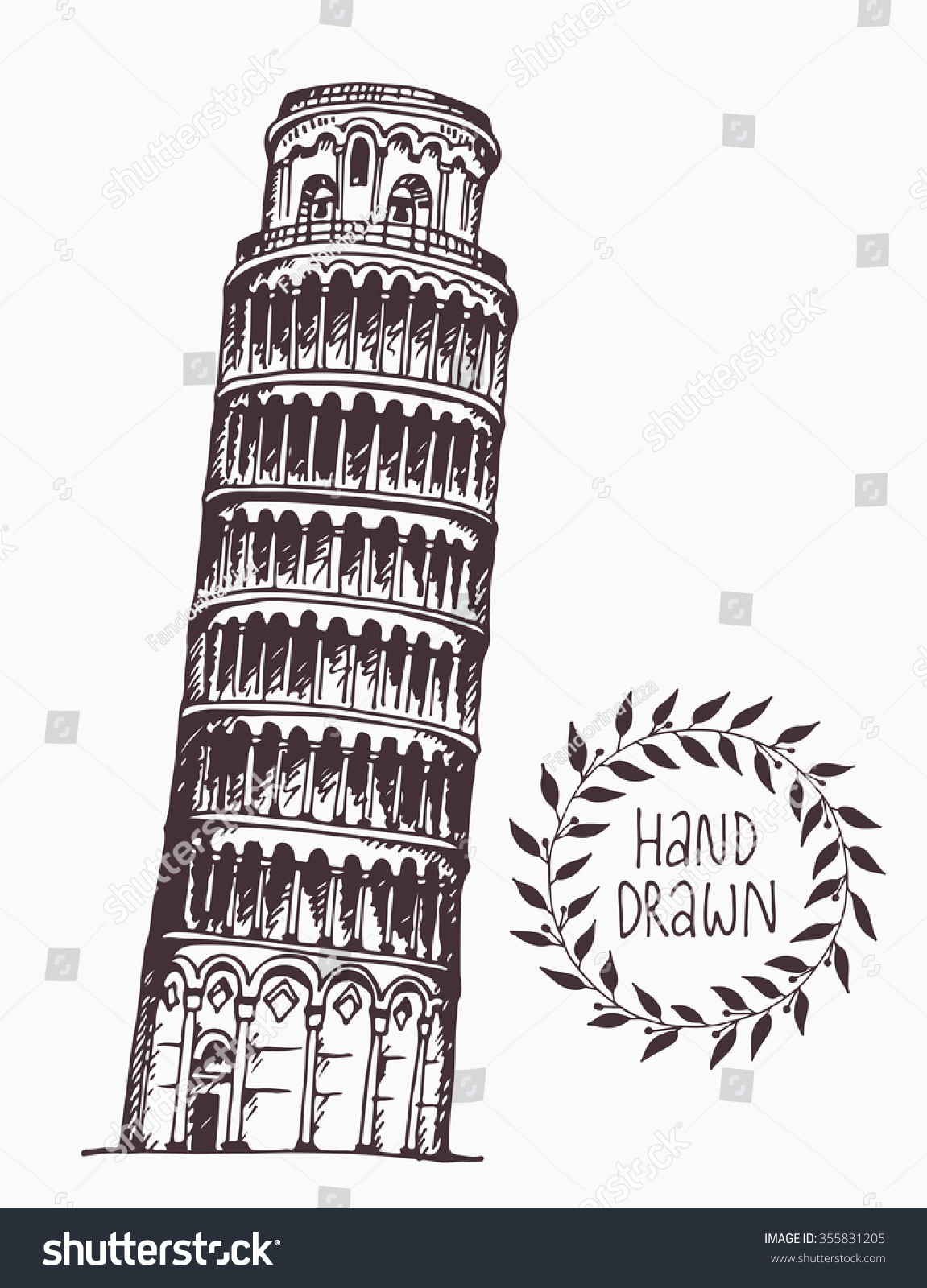 Hand drawn Tower of Pisa, Italy. Attraction of - Royalty Free Stock ...
