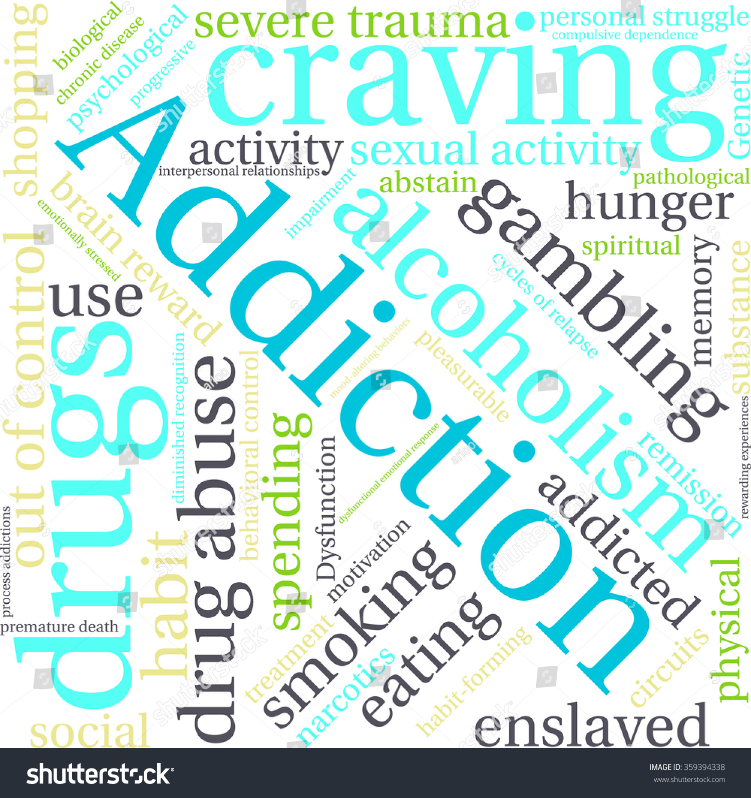 Addiction Word Cloud On A White Background Royalty Free Stock Vector