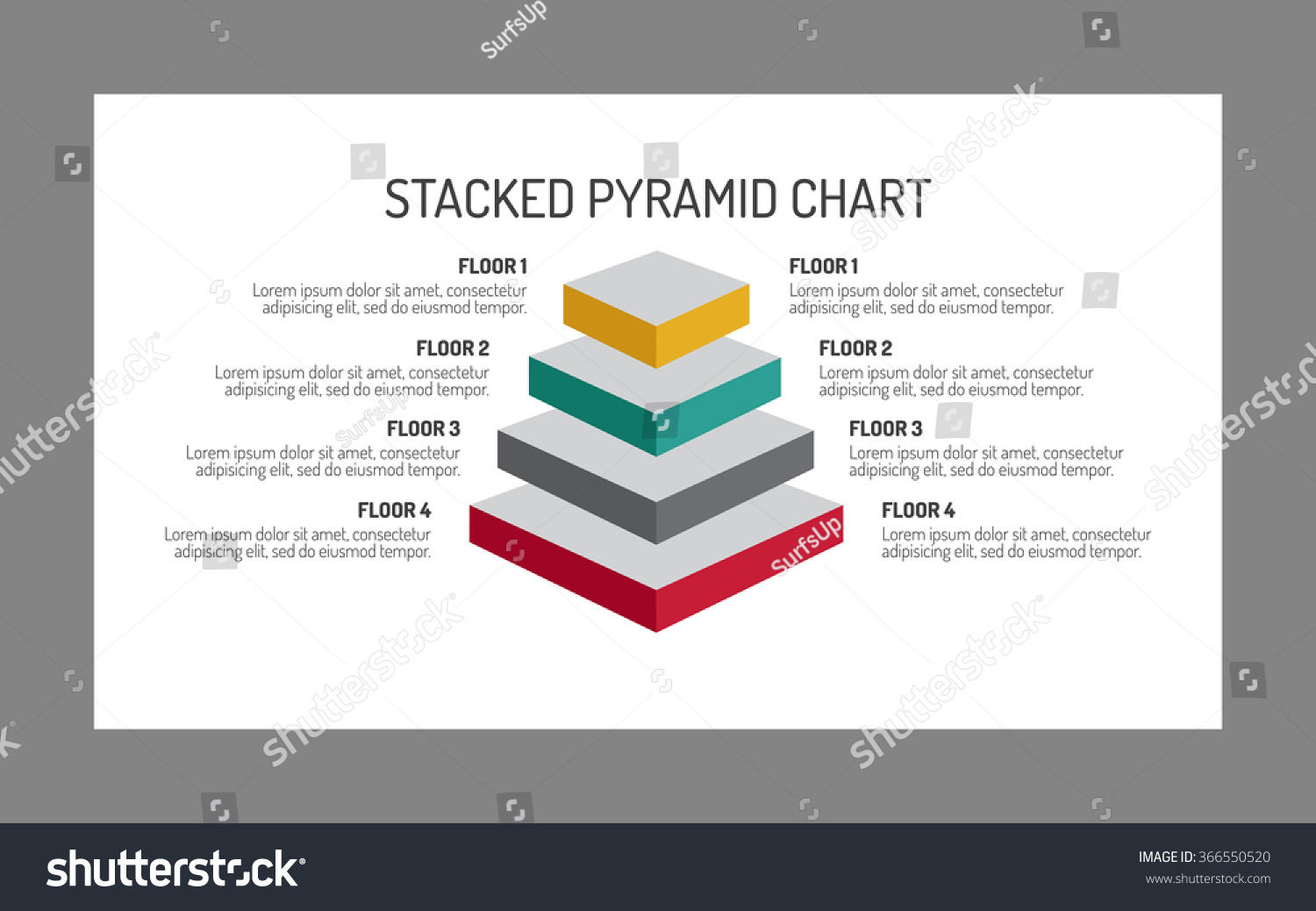 3d stacked pyramid chart. Four-level pyramid - Royalty Free Stock ...