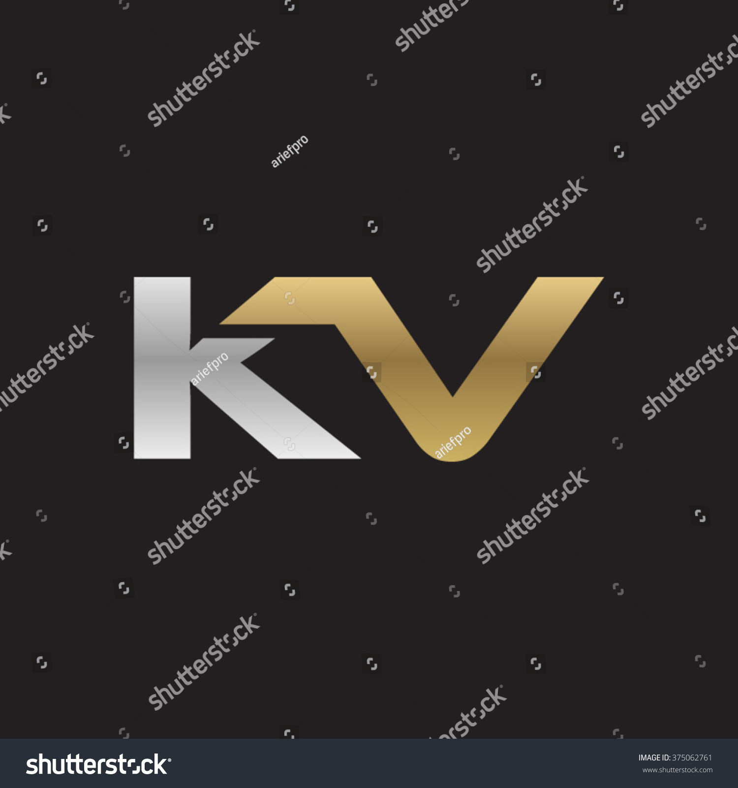 KV company linked letter logo golden silver - Royalty Free Stock Vector ...