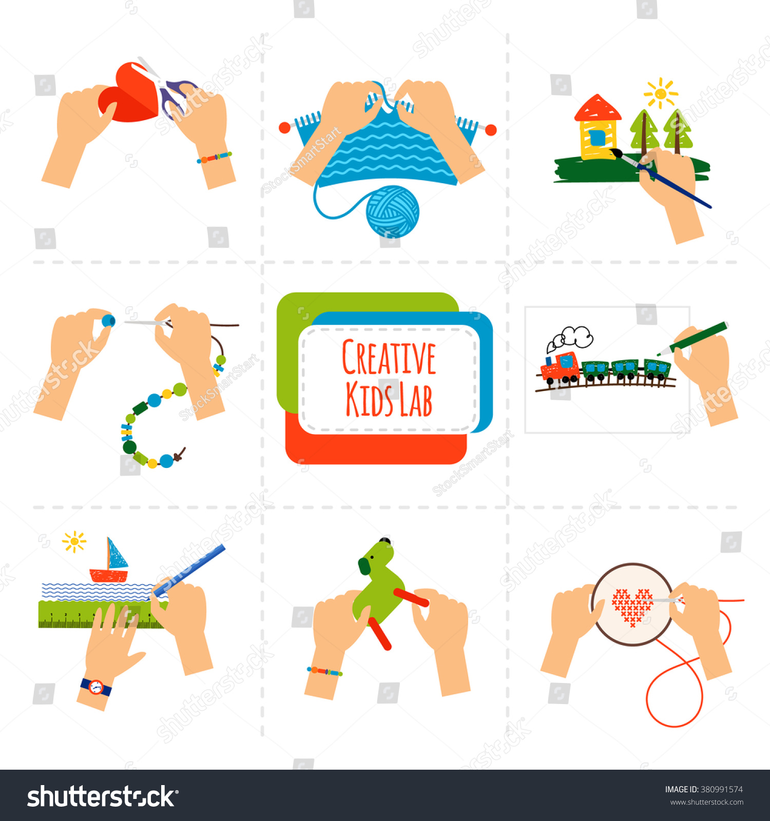 Creative kids hands icons. Pictures of kids - Royalty Free Stock Vector ...