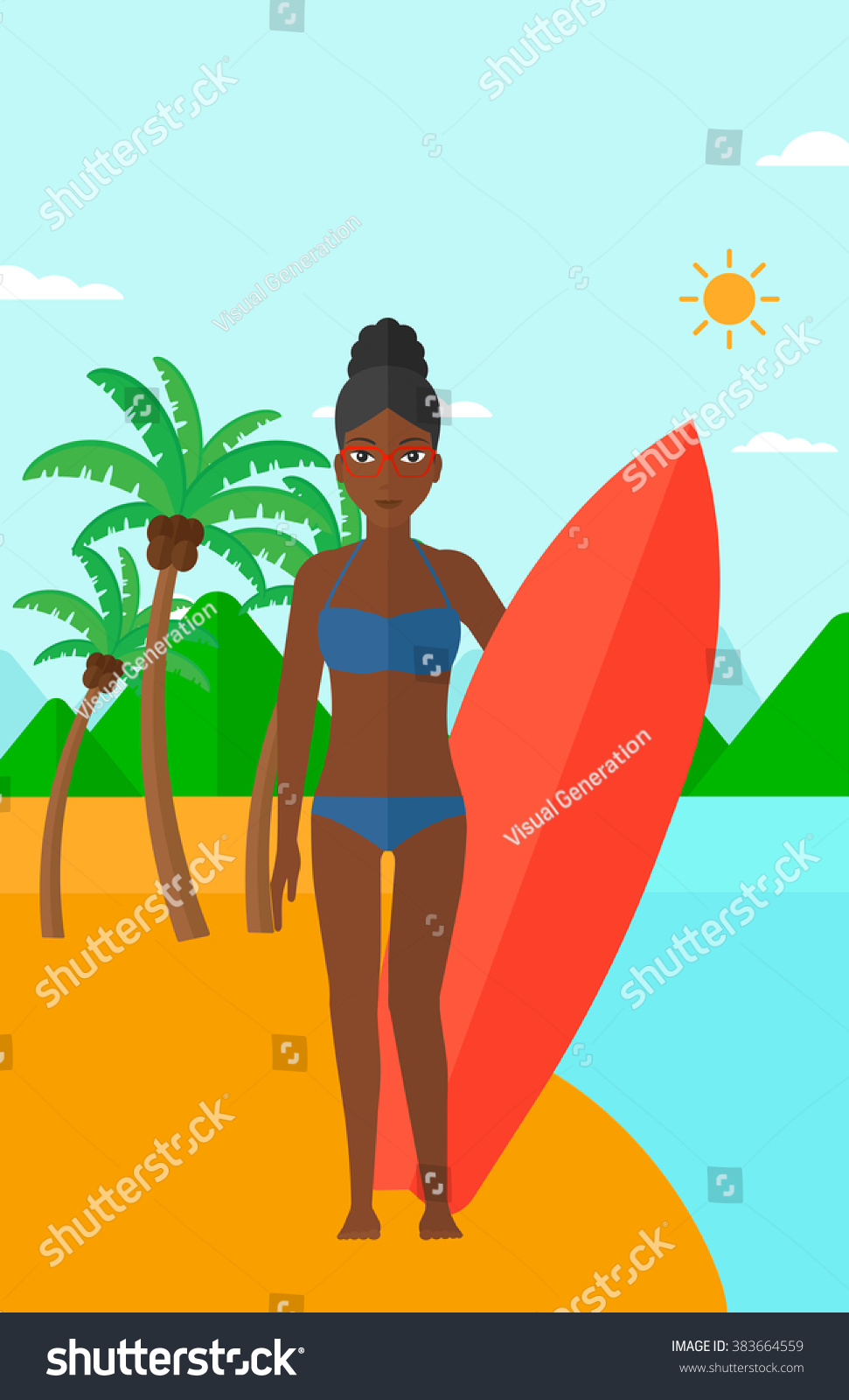 Surfer Holding Surfboard Royalty Free Stock Vector 383664559