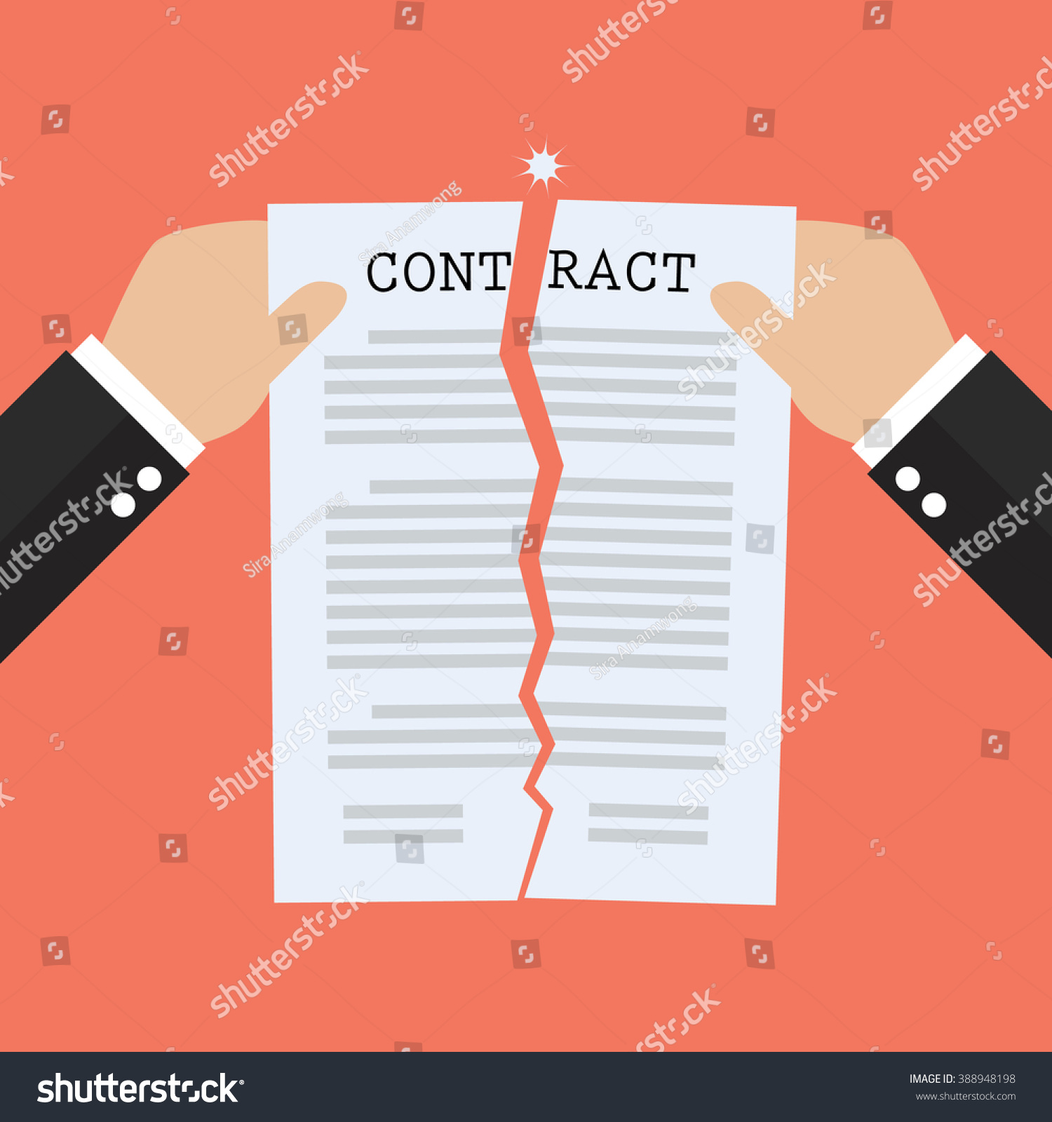 Hands tearing apart contract document paper. - Royalty Free Stock ...
