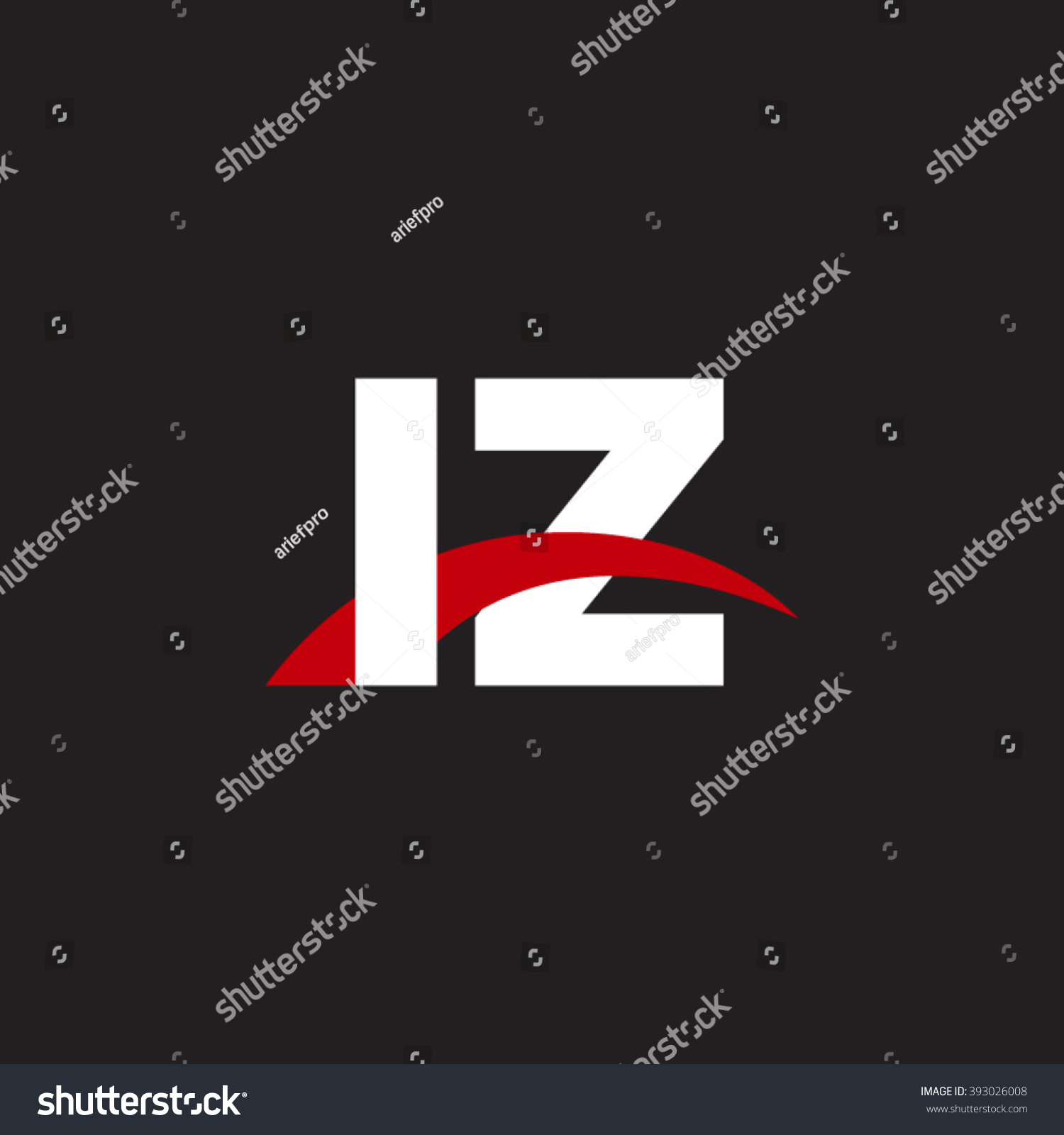 IZ initial overlapping swoosh letter logo white - Royalty Free Stock ...