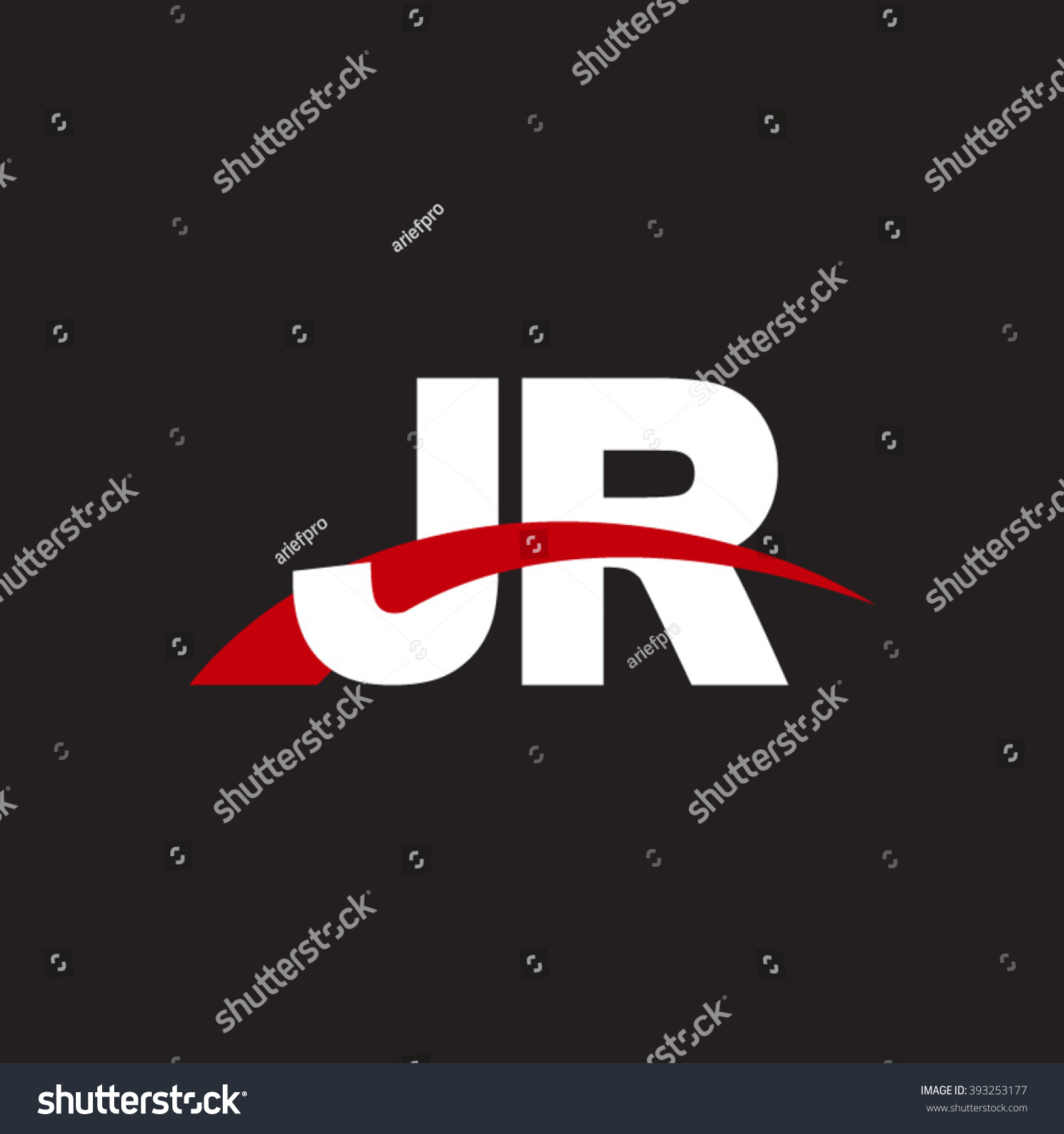 JR initial overlapping swoosh letter logo white - Royalty Free Stock ...
