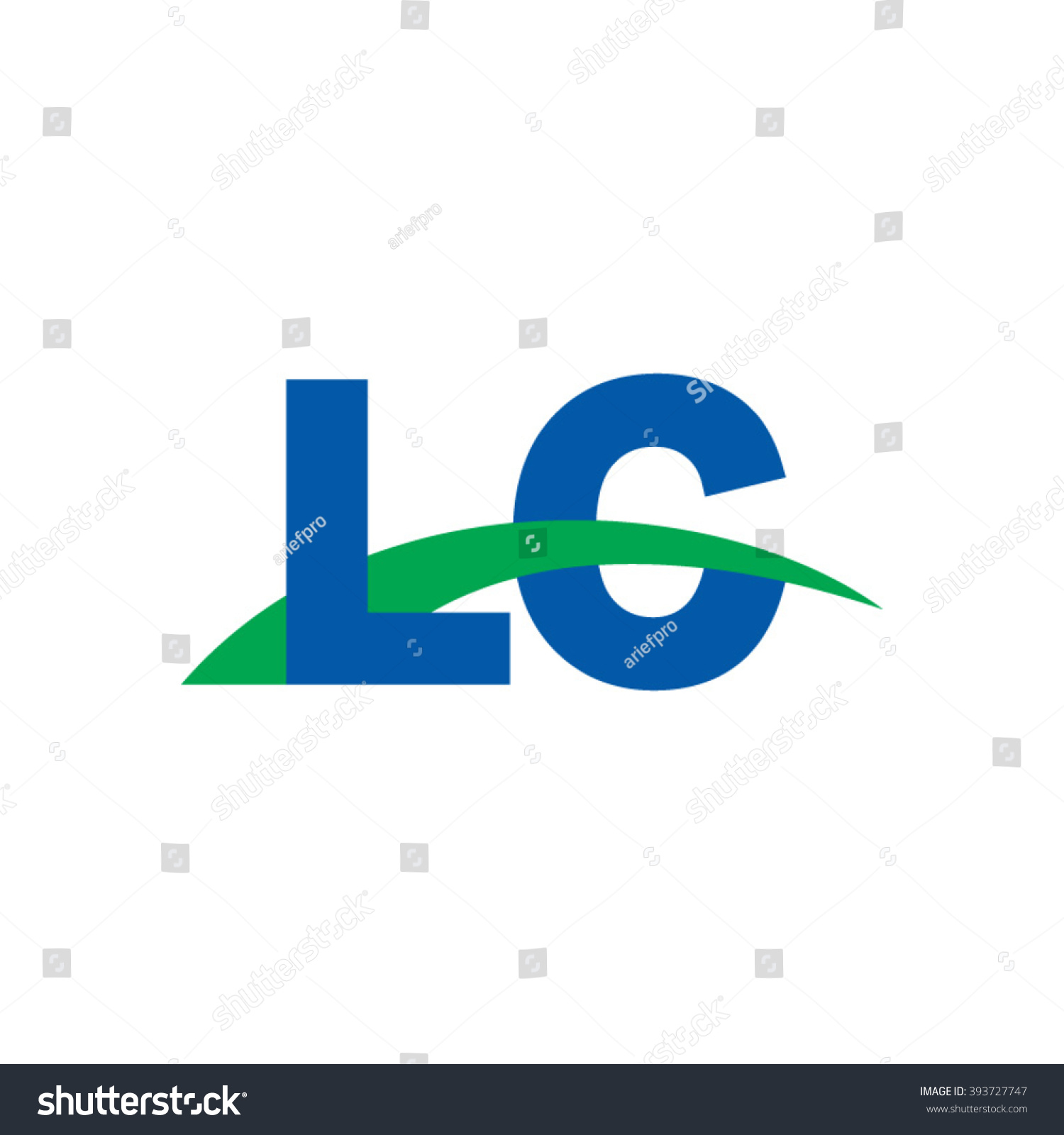 LC initial overlapping swoosh letter logo blue - Royalty Free Stock ...
