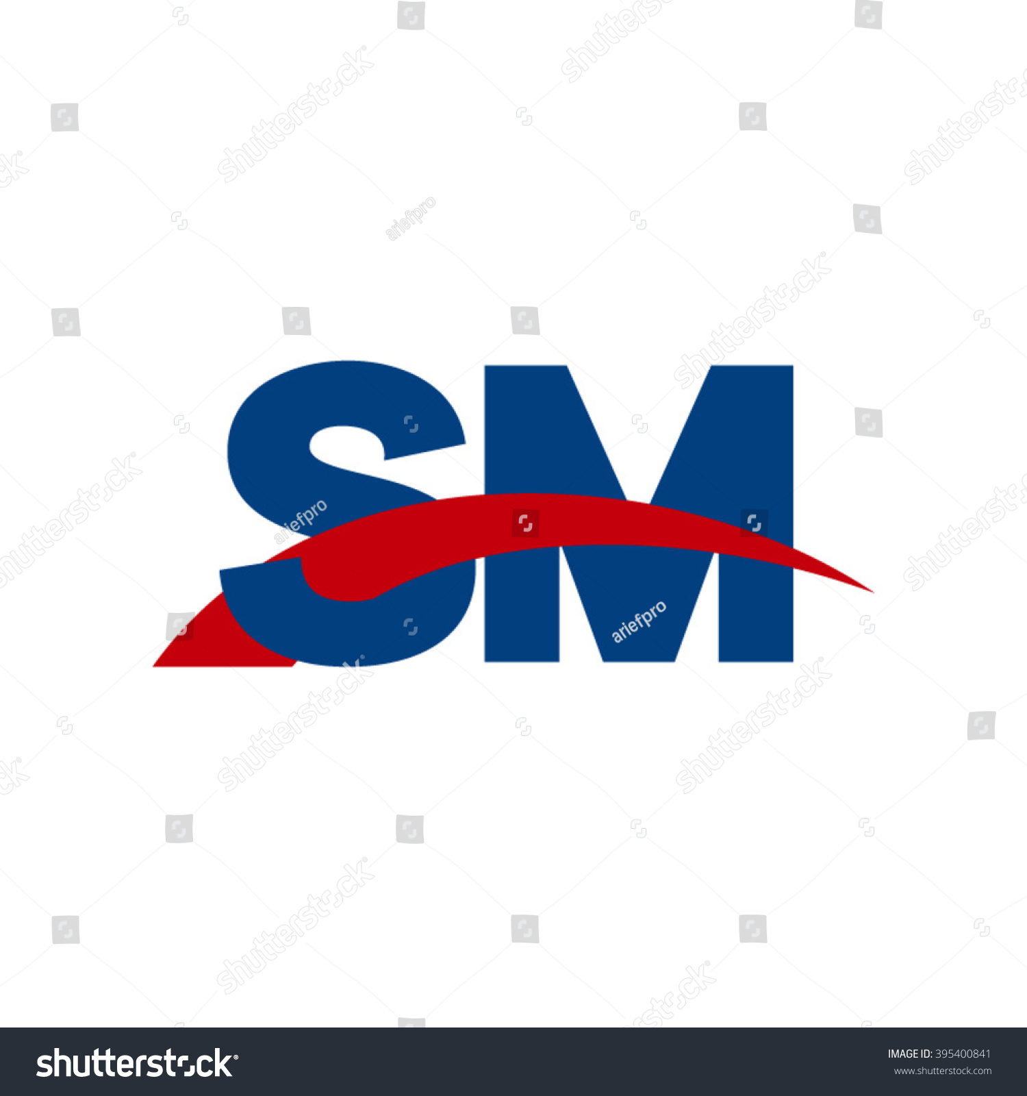 SM initial overlapping swoosh letter logo blue - Royalty Free Stock ...